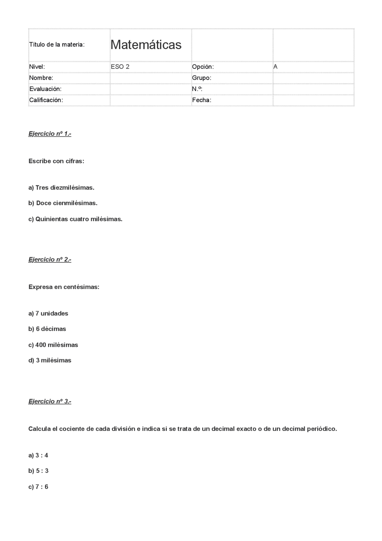 Tema 3 mate anaya 2 eso | Ejercicios de Matemáticas | Docsity
