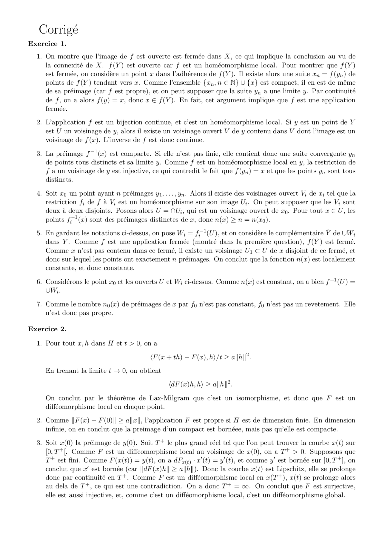 Topologie Examens Corrigés Slides Mathématiques Docsity