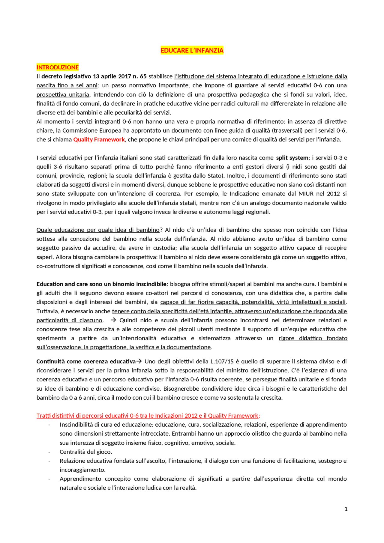 Libro Educare Linfanzia Appunti Di Scienze Delleducazione Docsity