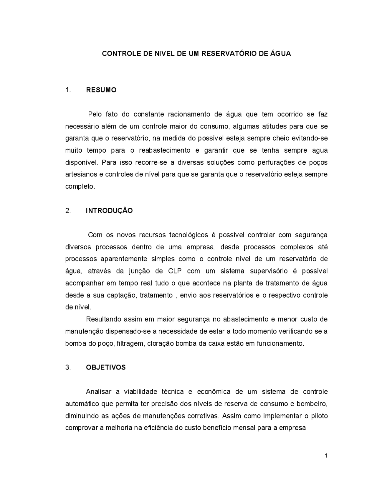 Controle de nivel de um reservatório de água | Notas de aula Tratamento ... Controle de nivel de um reservatório de água | Notas de aula Tratamento ...