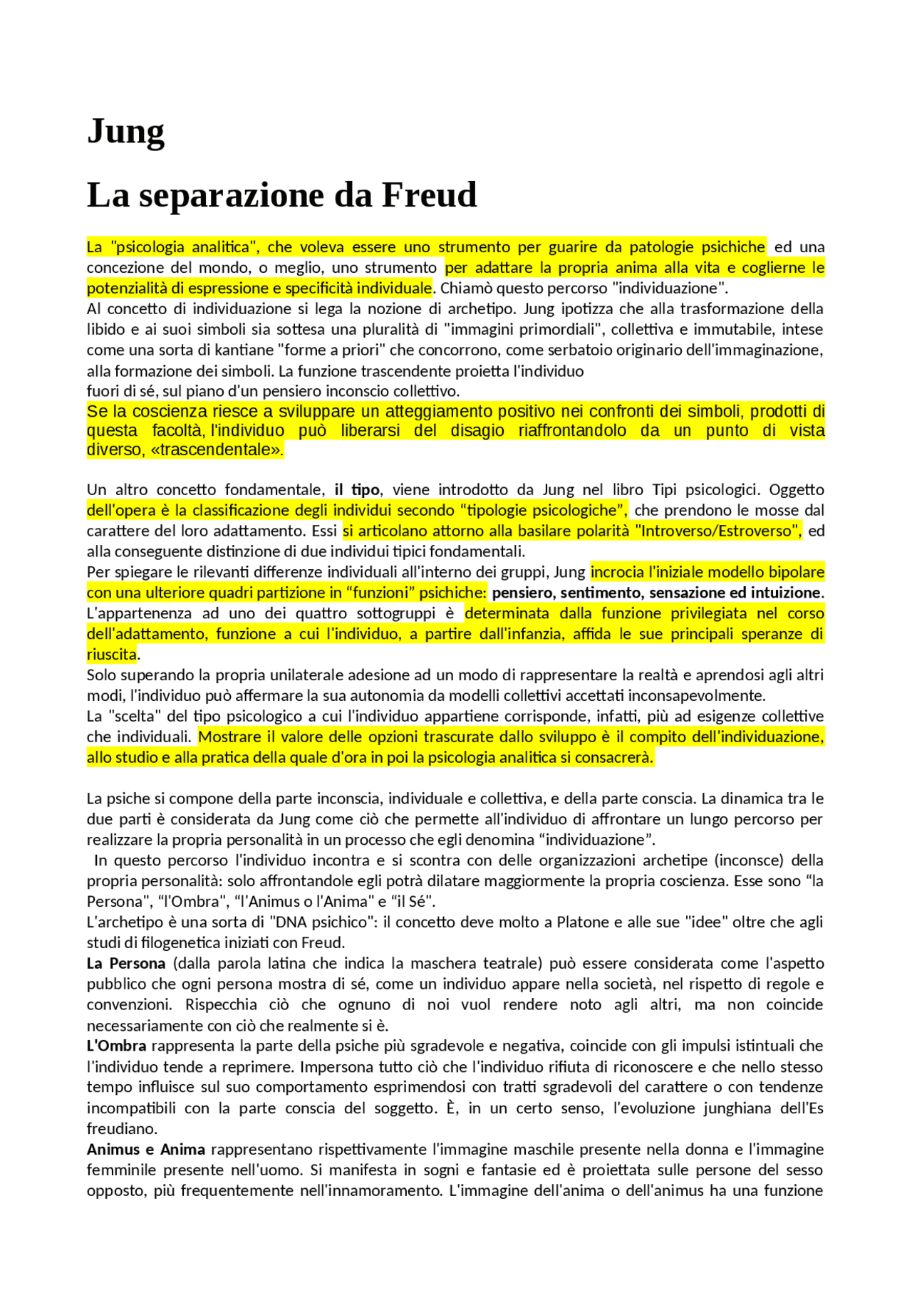 Elementi Principali Di Io E Linconscio Sintesi Del Corso Di