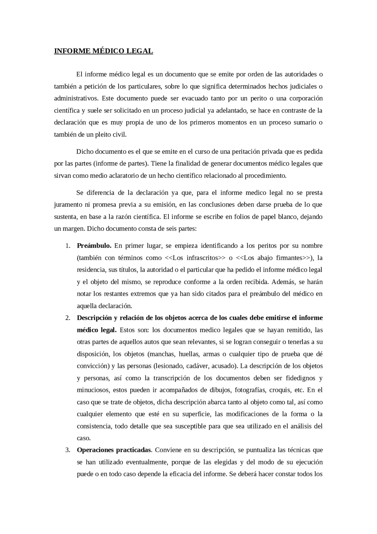 INFORME MEDICO LEGAL | Apuntes de Medicina Legal | Docsity