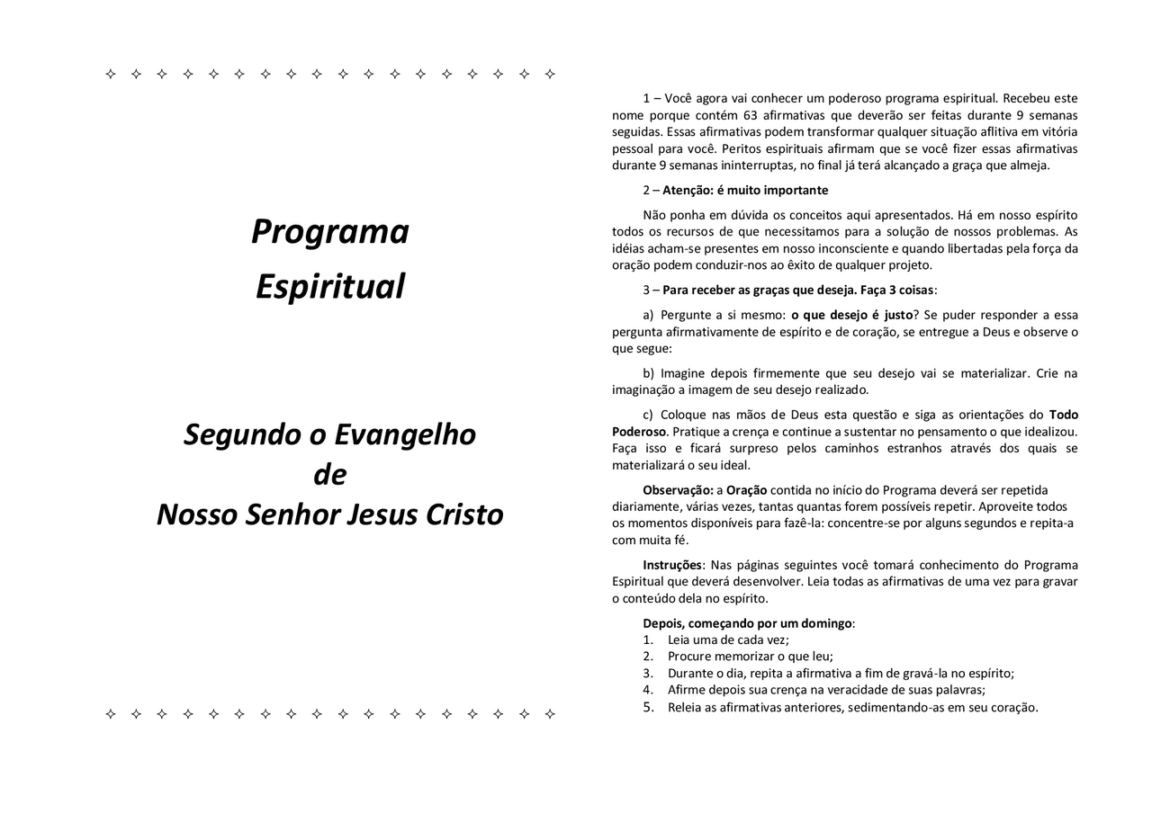 Programa Espiritual Exercícios Medicina Docsity