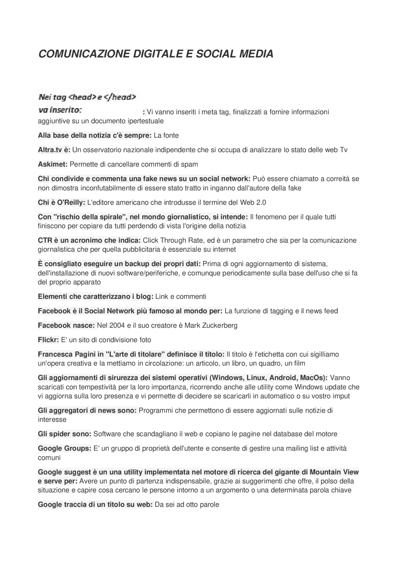 Comunicazione Digitale e Social Media File Completo Tutte domande esame ...