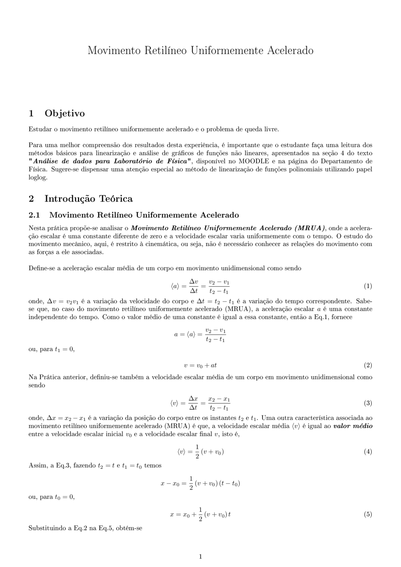 Movimento Retilíneo Uniformemente Acelerado | Exercícios Desvio | Docsity