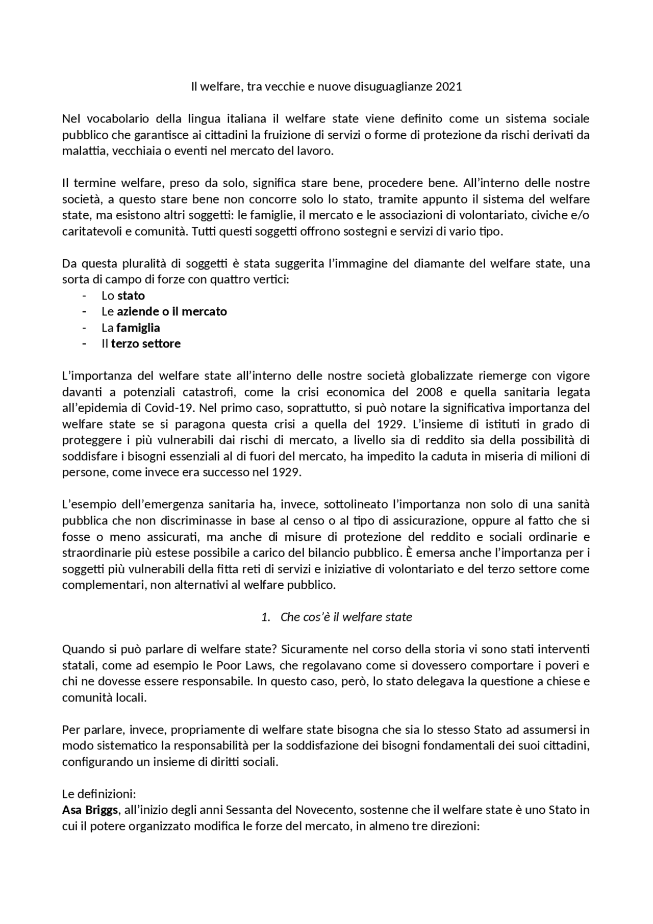 Riassunto Il Welfare Tra Vecchie E Nuove Disuguaglianze Sintesi