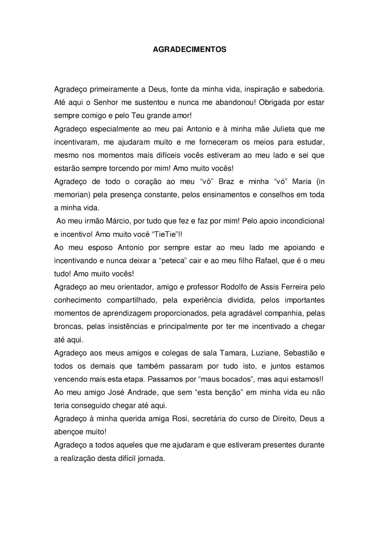 AGRADECIMENTOS.pdf | Notas de estudo Direito | Docsity