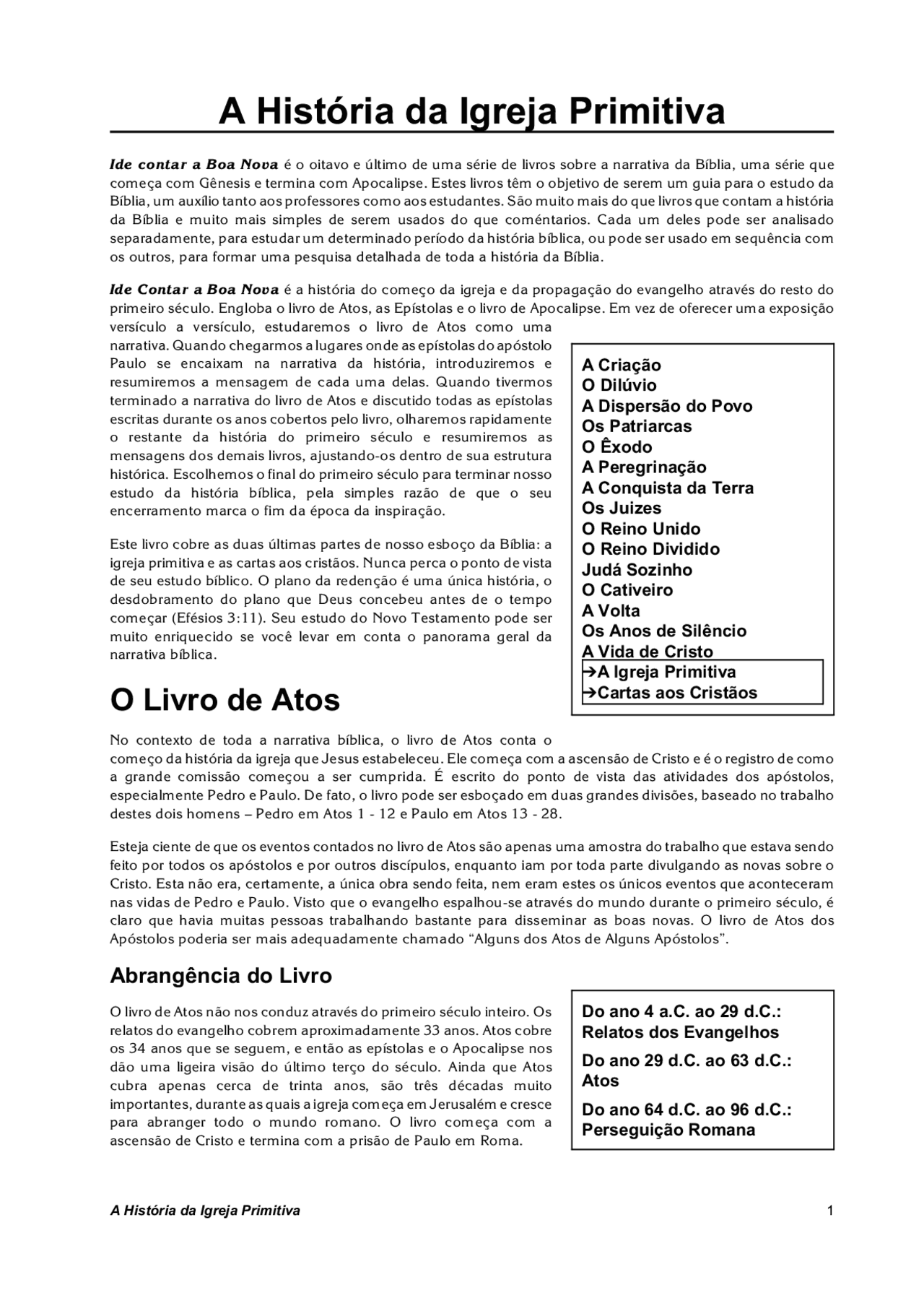 A História da Igreja Primitiva | Notas de aula História | Docsity