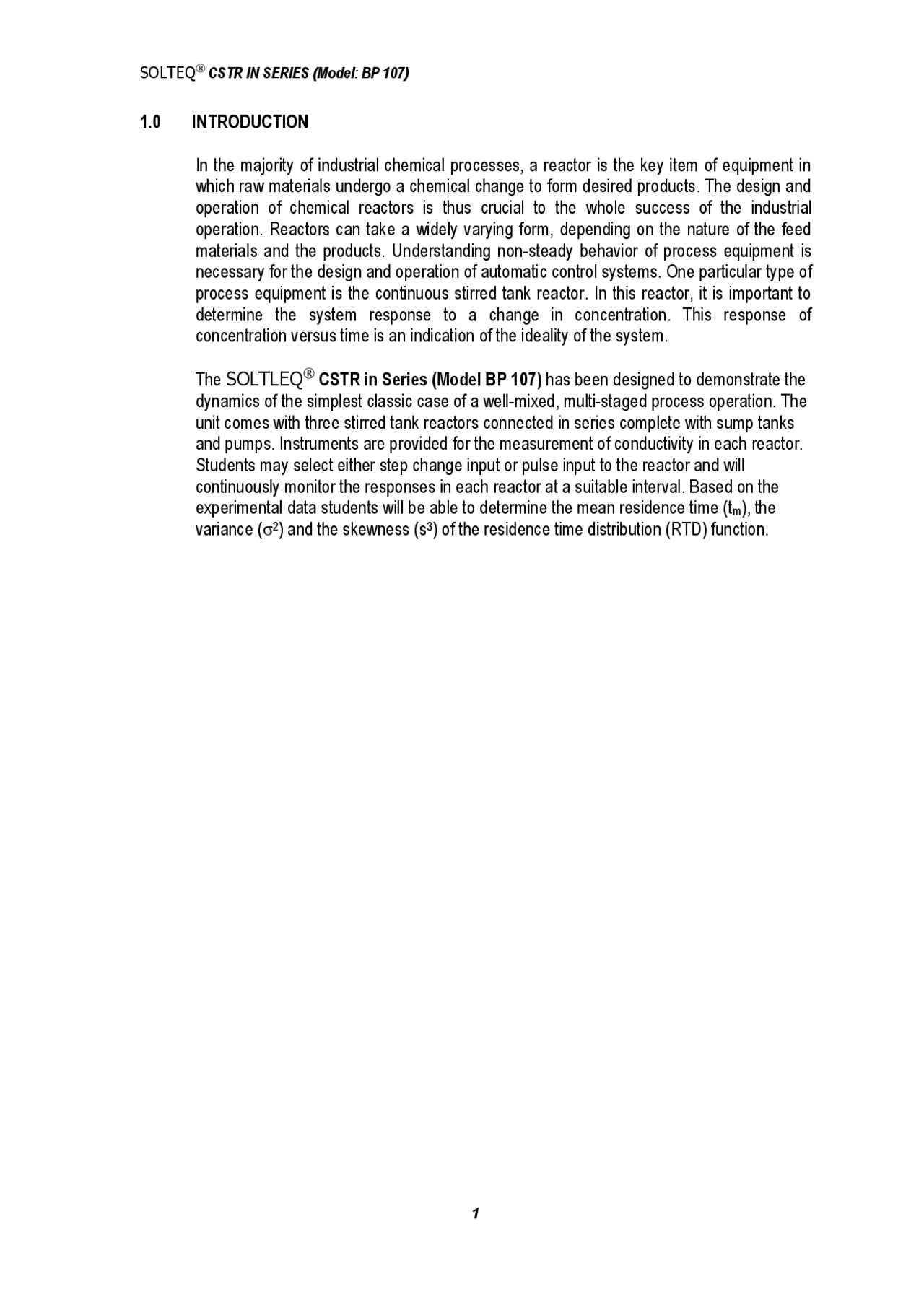 CSTR Lab Report by SOLTEQ | Study notes Thermodynamics | Docsity