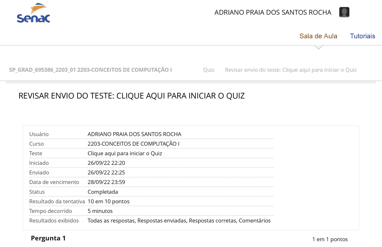 Quiz Conceitos De ComputaÇÃo I Exercícios Tecnologia De Informação
