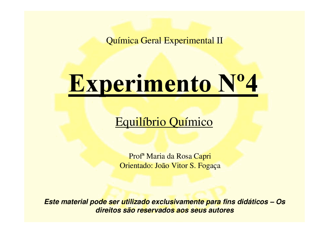 Equilíbrio Químico Exercícios Química Docsity