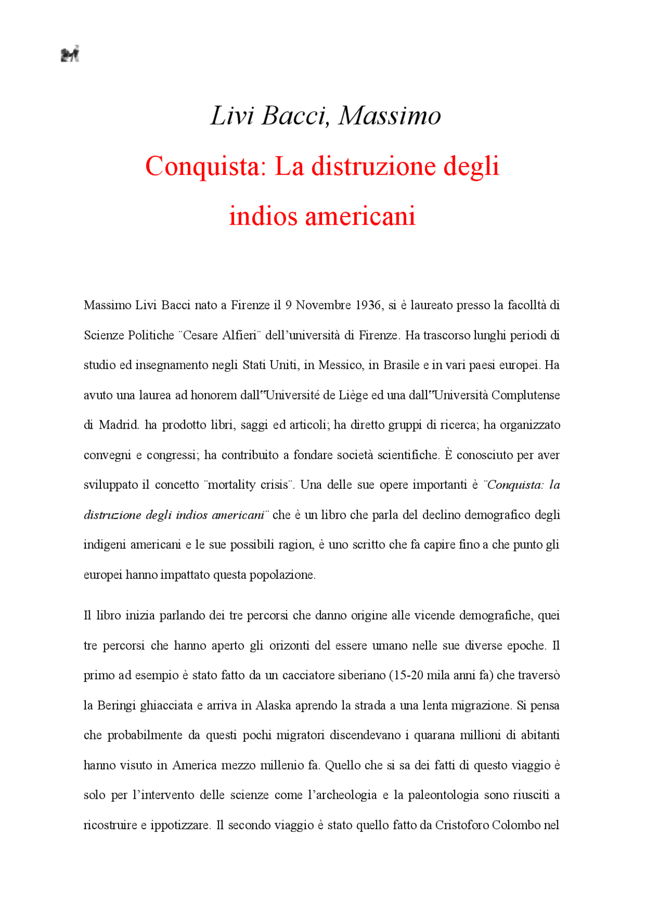 Livi Bacci Massimo Conquista La Distruzione Degli Indios Americani