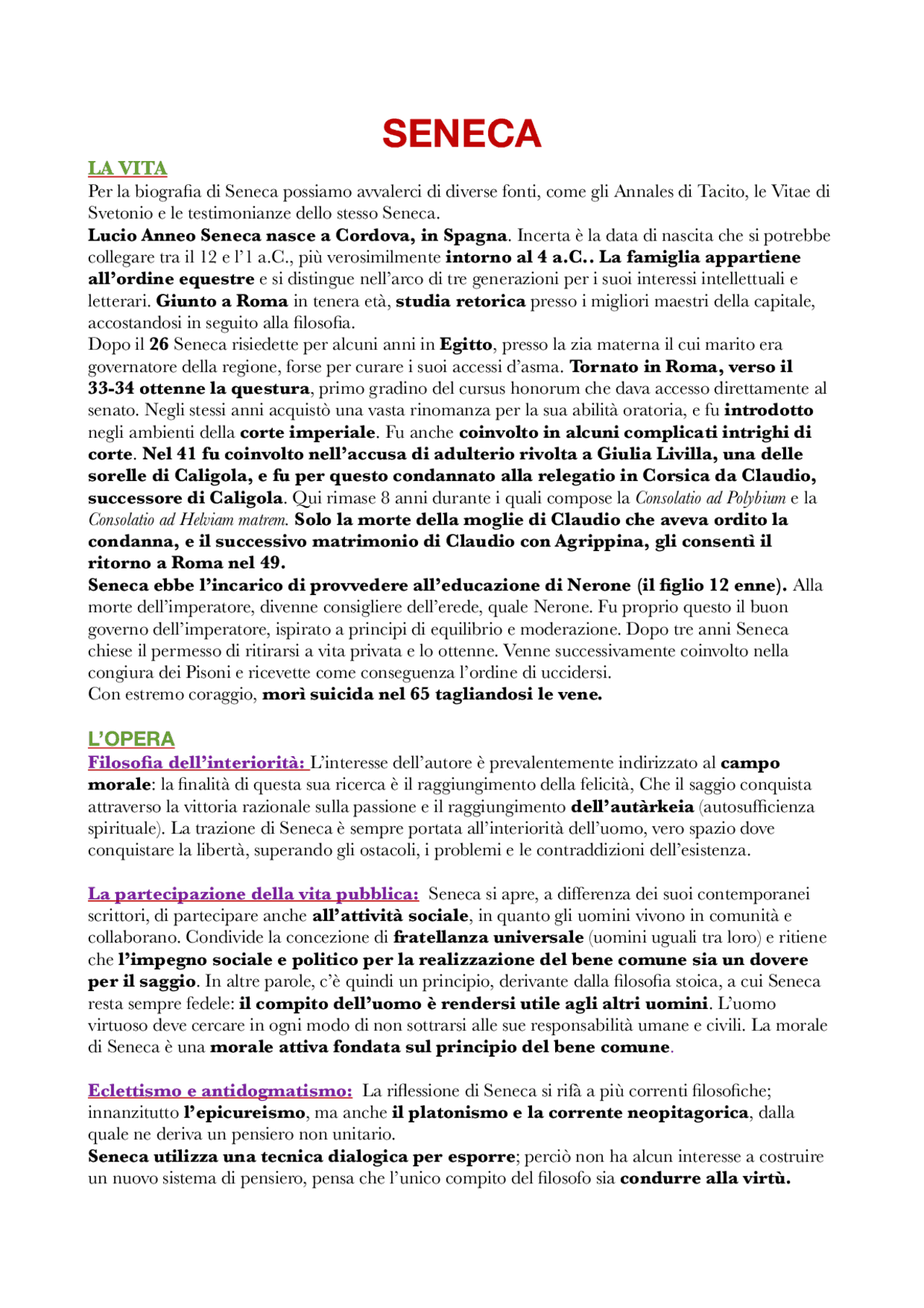 Autore di letteratura latina: Lucio Anneo Seneca | Sintesi del corso di ...