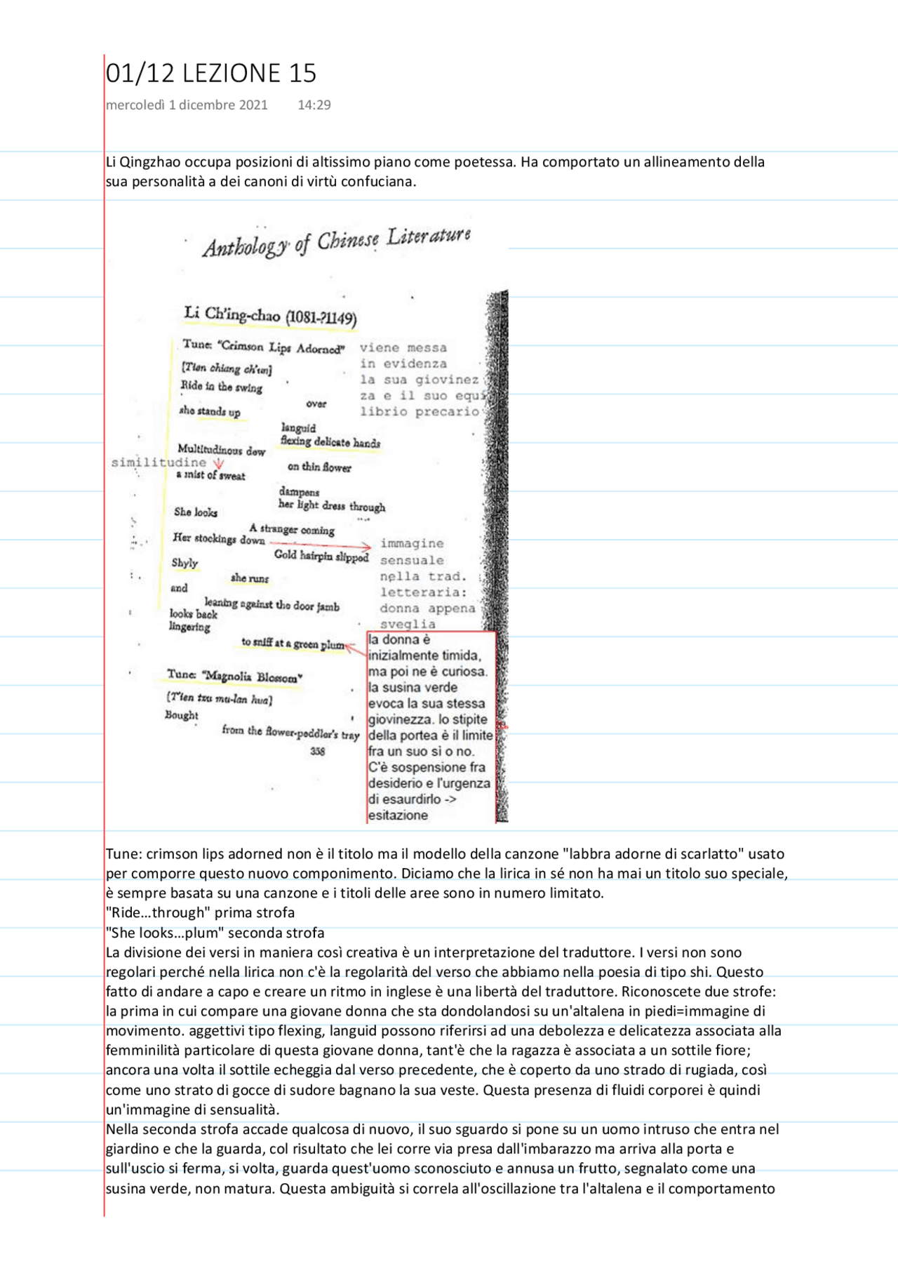 Sbobbina Del Corso Di Letteratura Cinese 1 Schemi E Mappe Concettuali