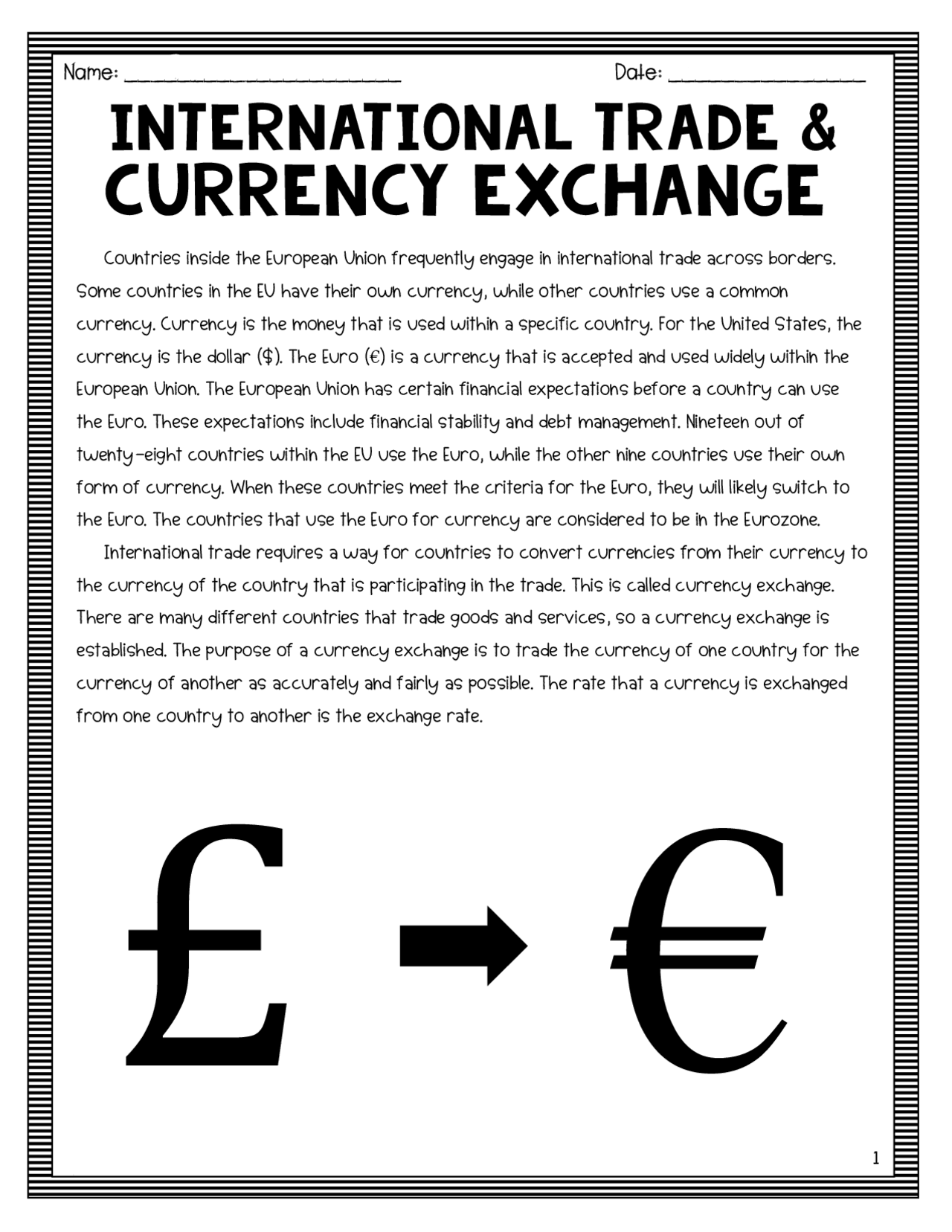 International trade and currency exchange | Assignments History | Docsity