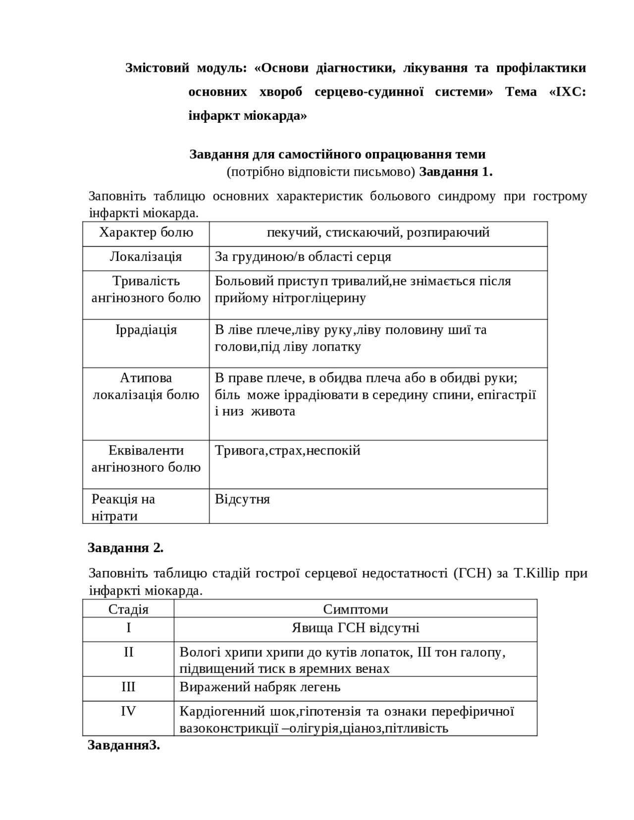 Инфаркт миокарда рабочая тетрадь Упражнения и задачи Терапия Docsity