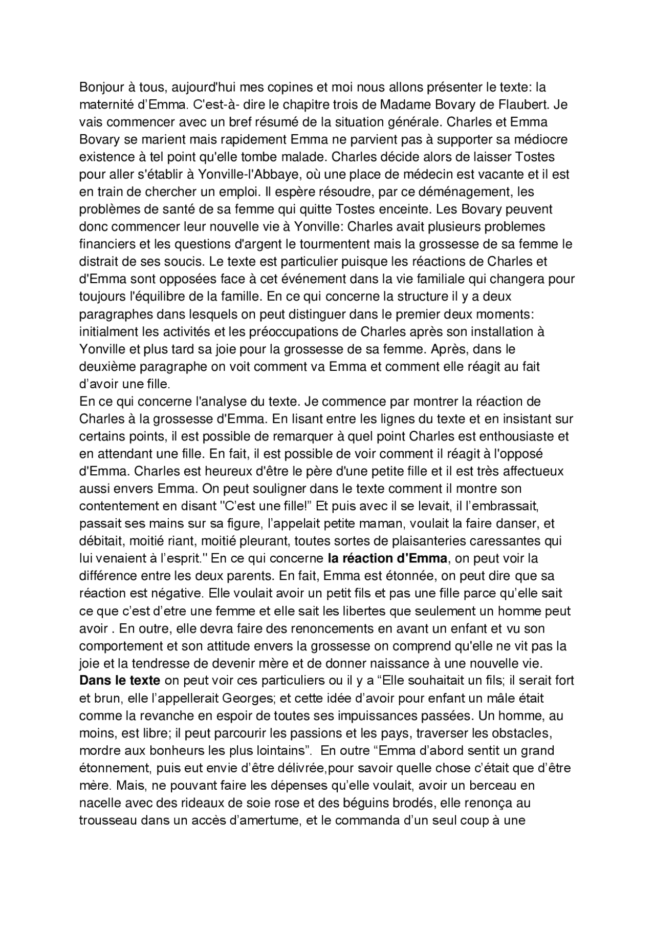 Analisi Di Un Brano Di Flaubert Appunti Di Francese Docsity