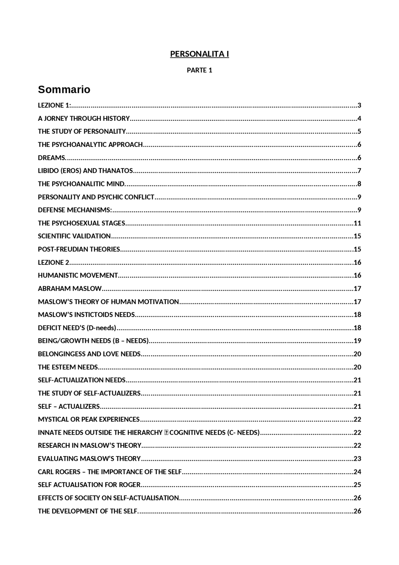 Appunti Libro E Slide Psicologia Della Personalità Parte 1 Appunti
