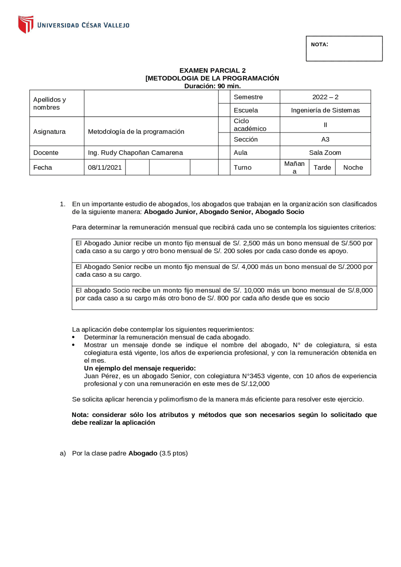 Examen De Matemática Exámenes De Programación Java Docsity