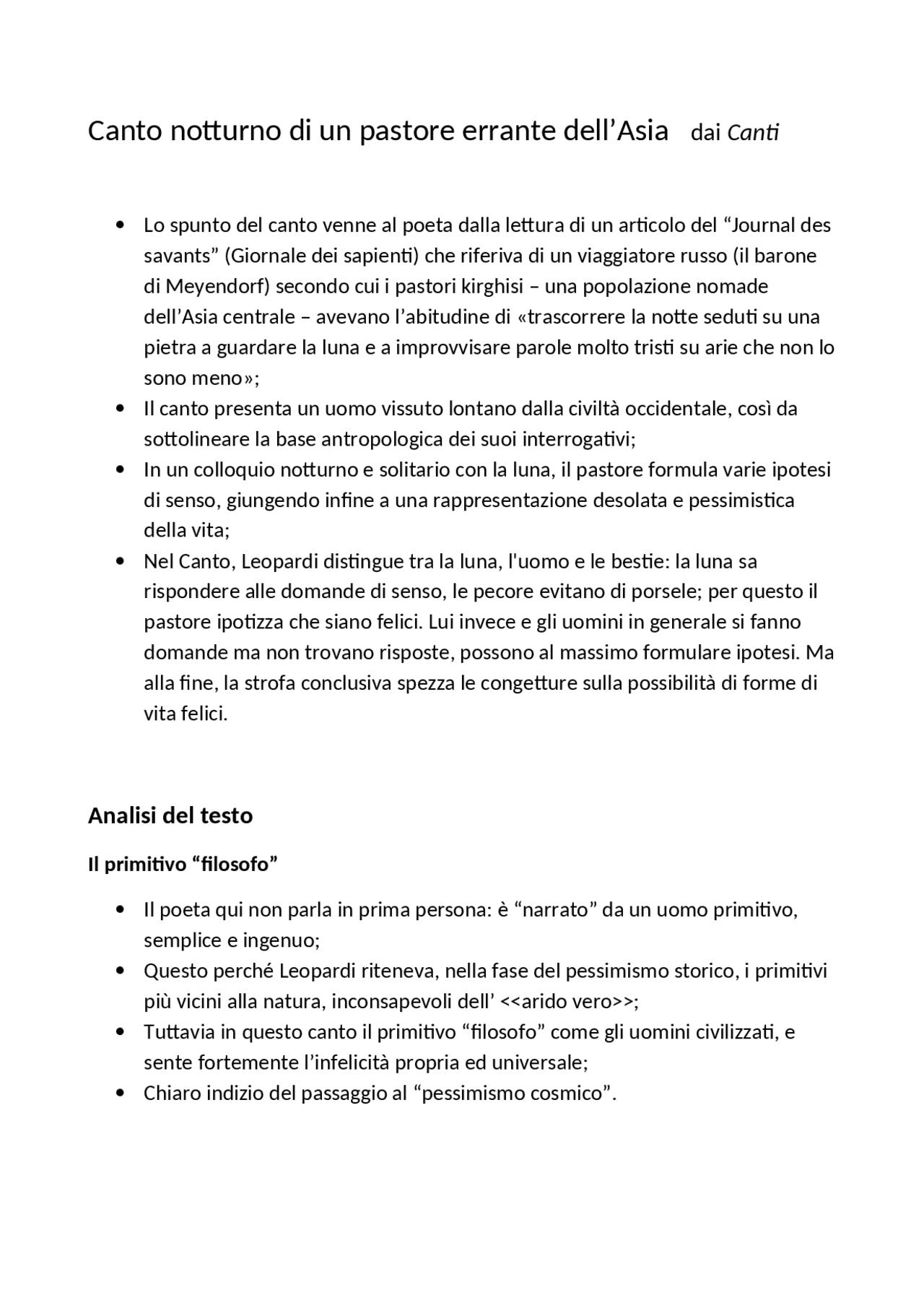 Canto notturno di un pastore errante dell'Asia - Leopardi | Monografías, Ensayos de Literatura ...