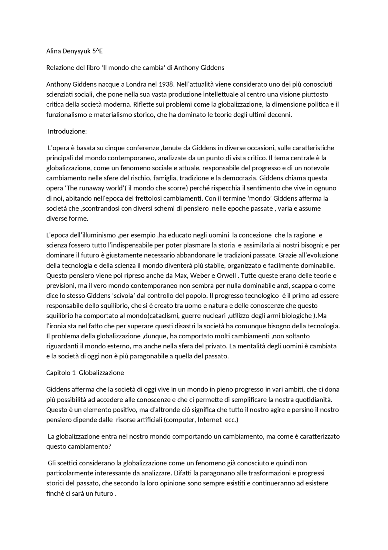 Riassunto del libro 'il mondo che cambia' di A. Giddens | Appunti di ...