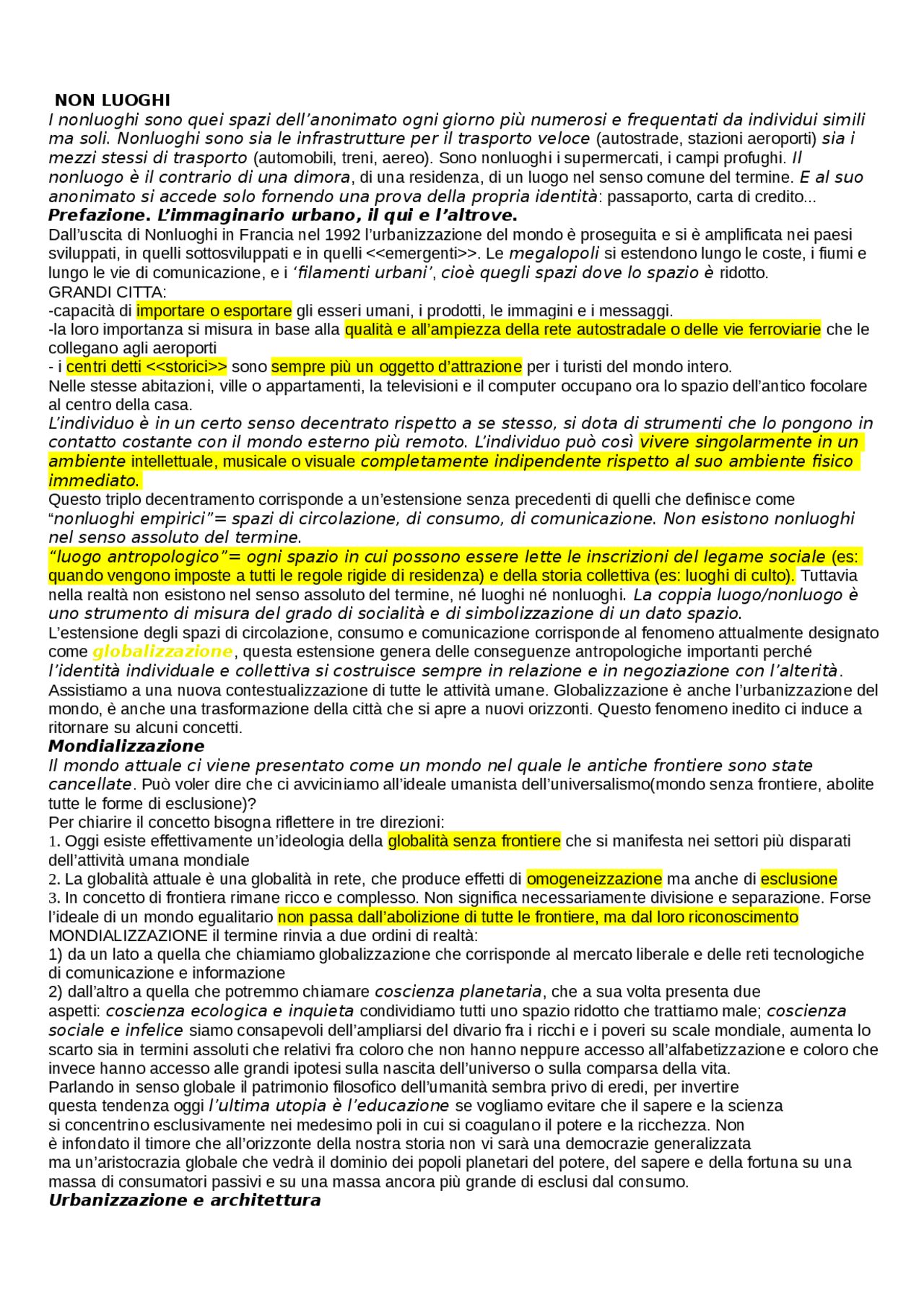 I Non Luoghi Riassunto Schemi E Mappe Concettuali Di Scienze Umane