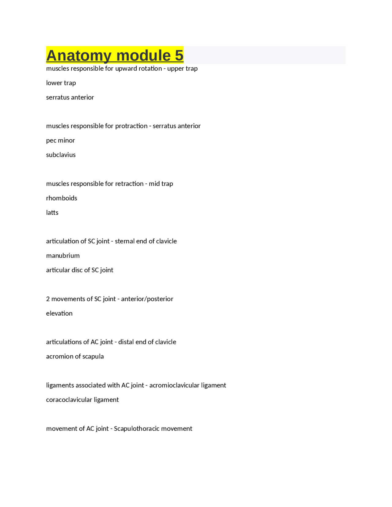 Anatomy Module 5anatomy Module 5 Exams Anatomy Docsity