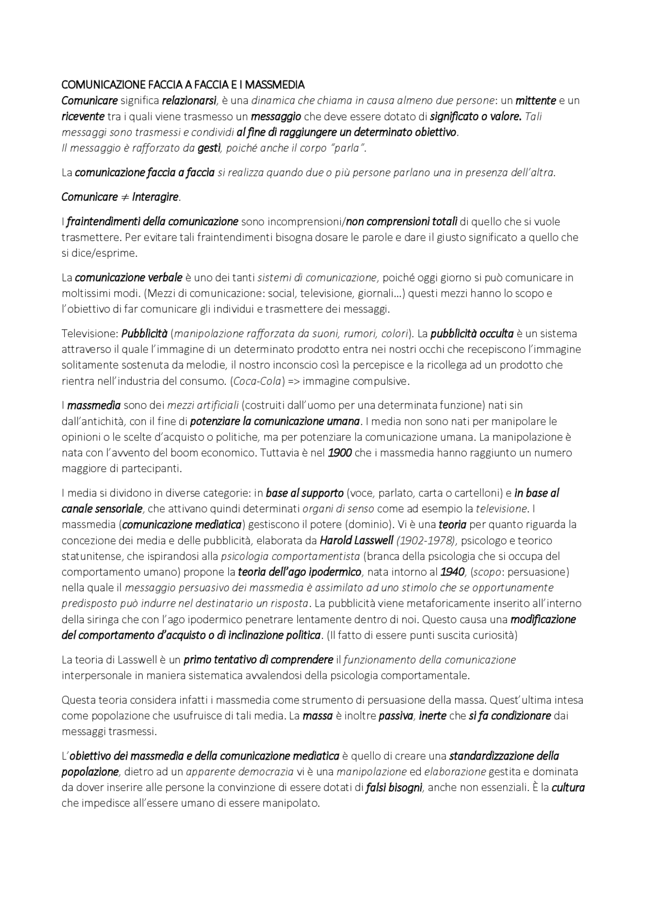 Comunicazione E Linguaggio Appunti Di Sociologia Docsity