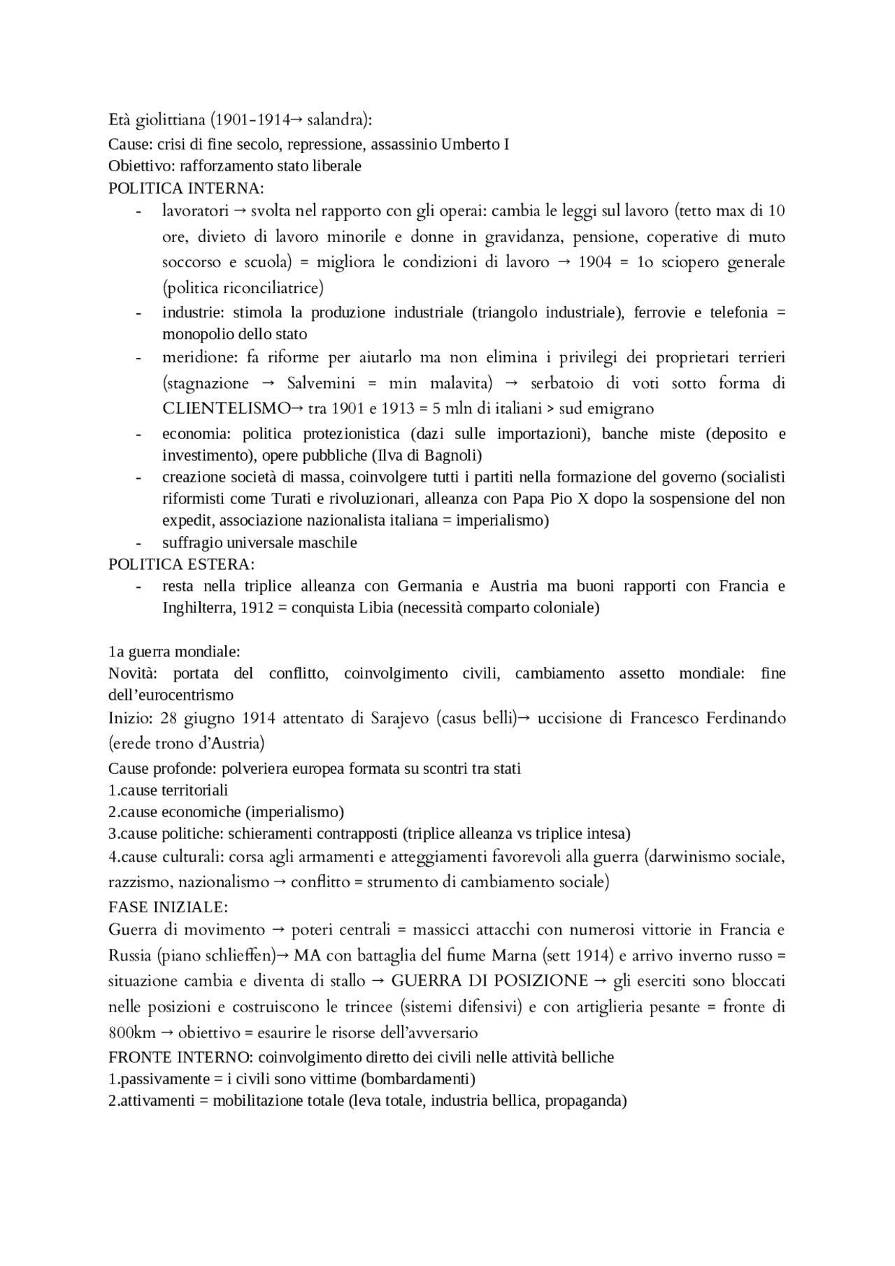 Ripasso Storia Maturità Schemes And Mind Maps Of History Docsity