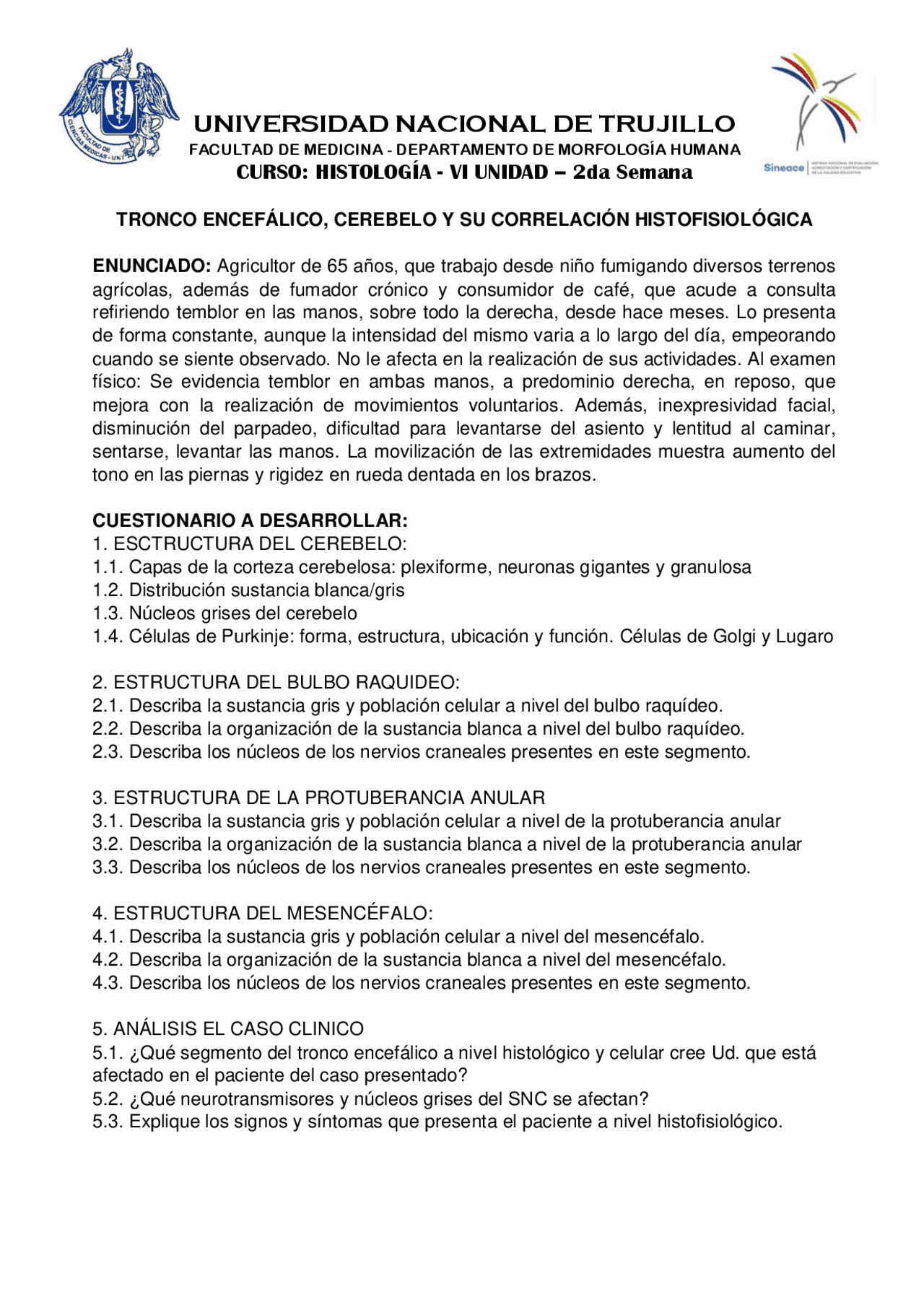 Caso Clínico Semana Cerebelo Histo Apuntes De Histología Docsity