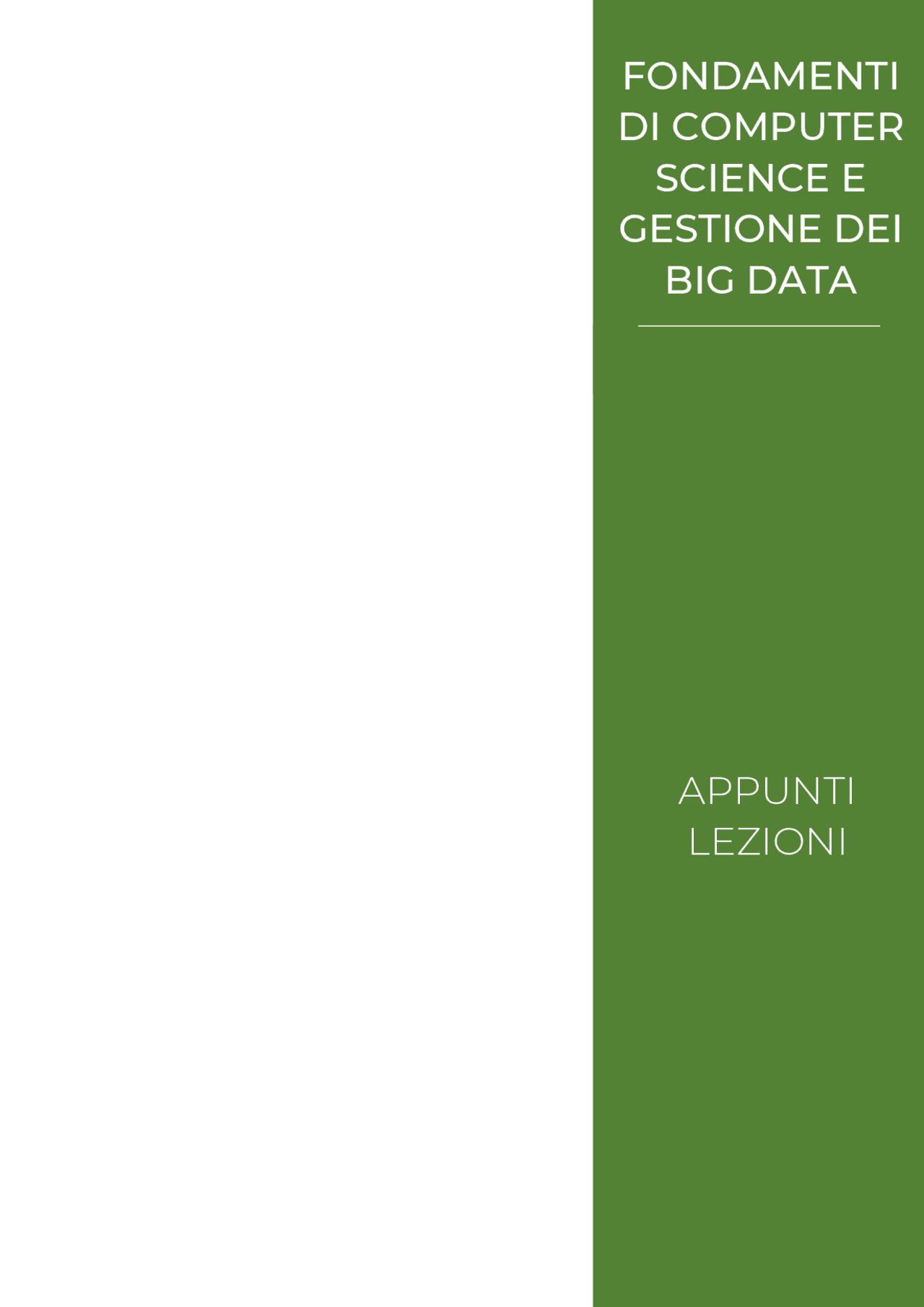 Fondamenti Di Computer Science E Gestione Dei Big Data Appunti Di