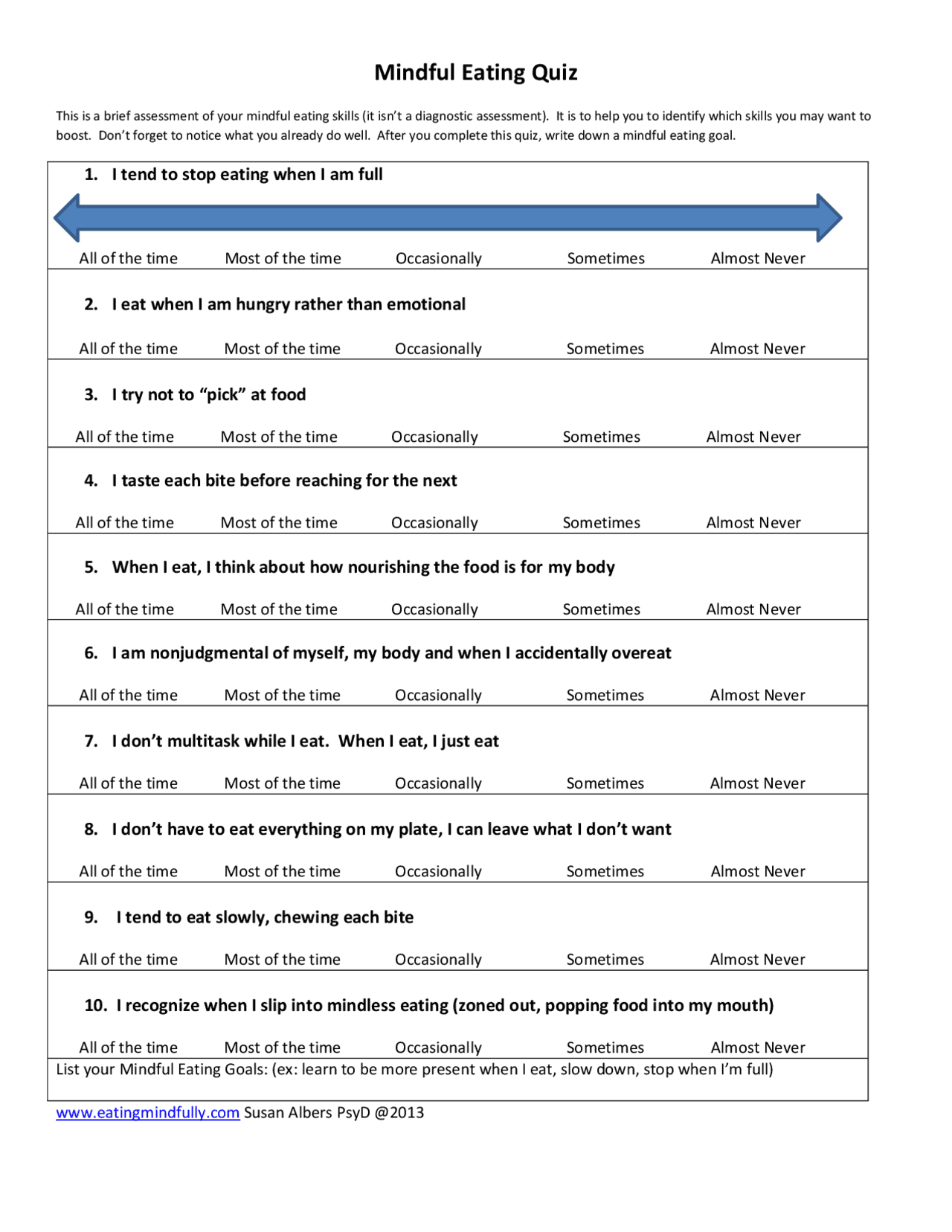 Mindful eating herramientas | Ejercicios de Nutrición | Docsity