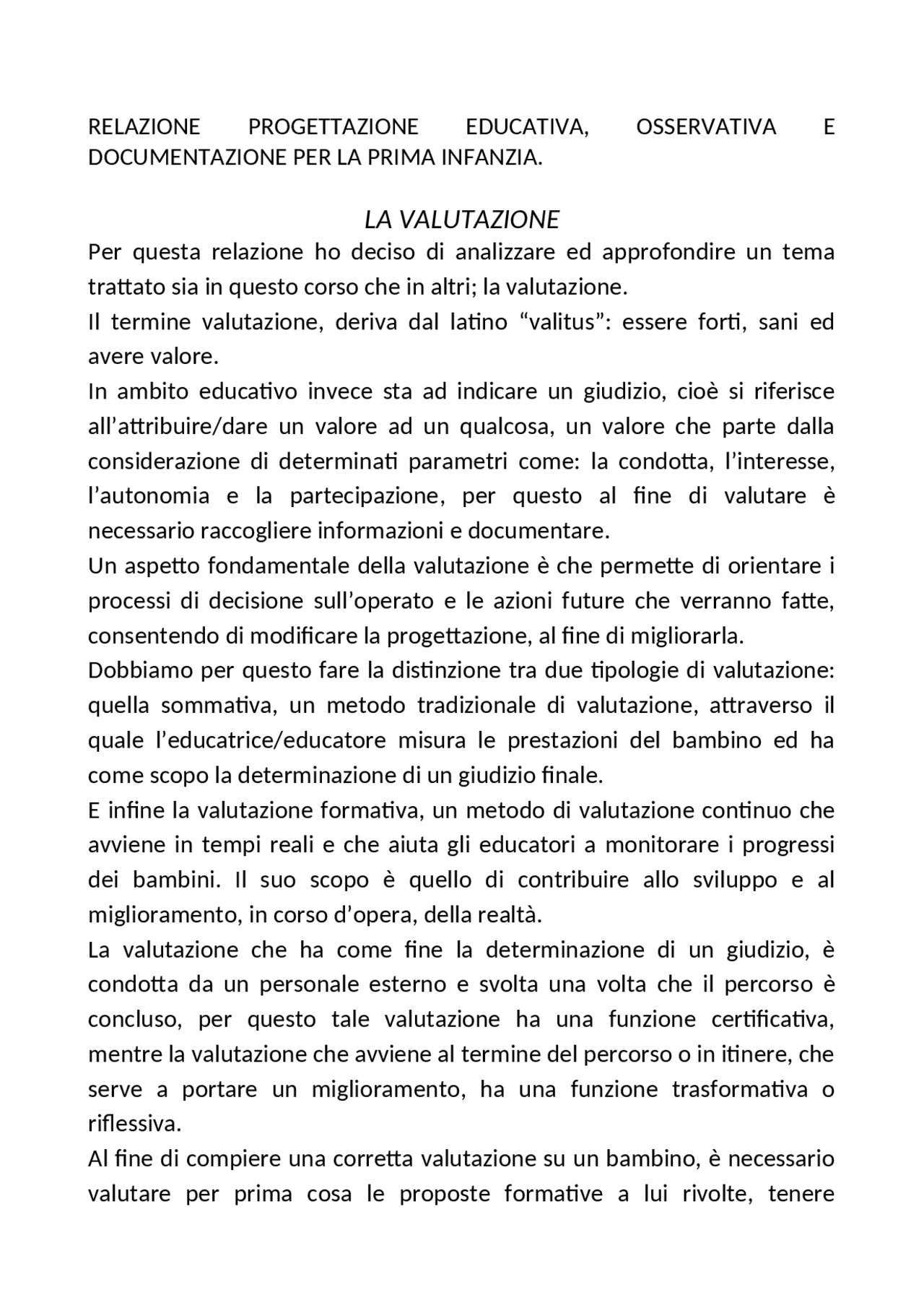 Relazione Di Progettazione Educativa Appunti Di Programmazione E