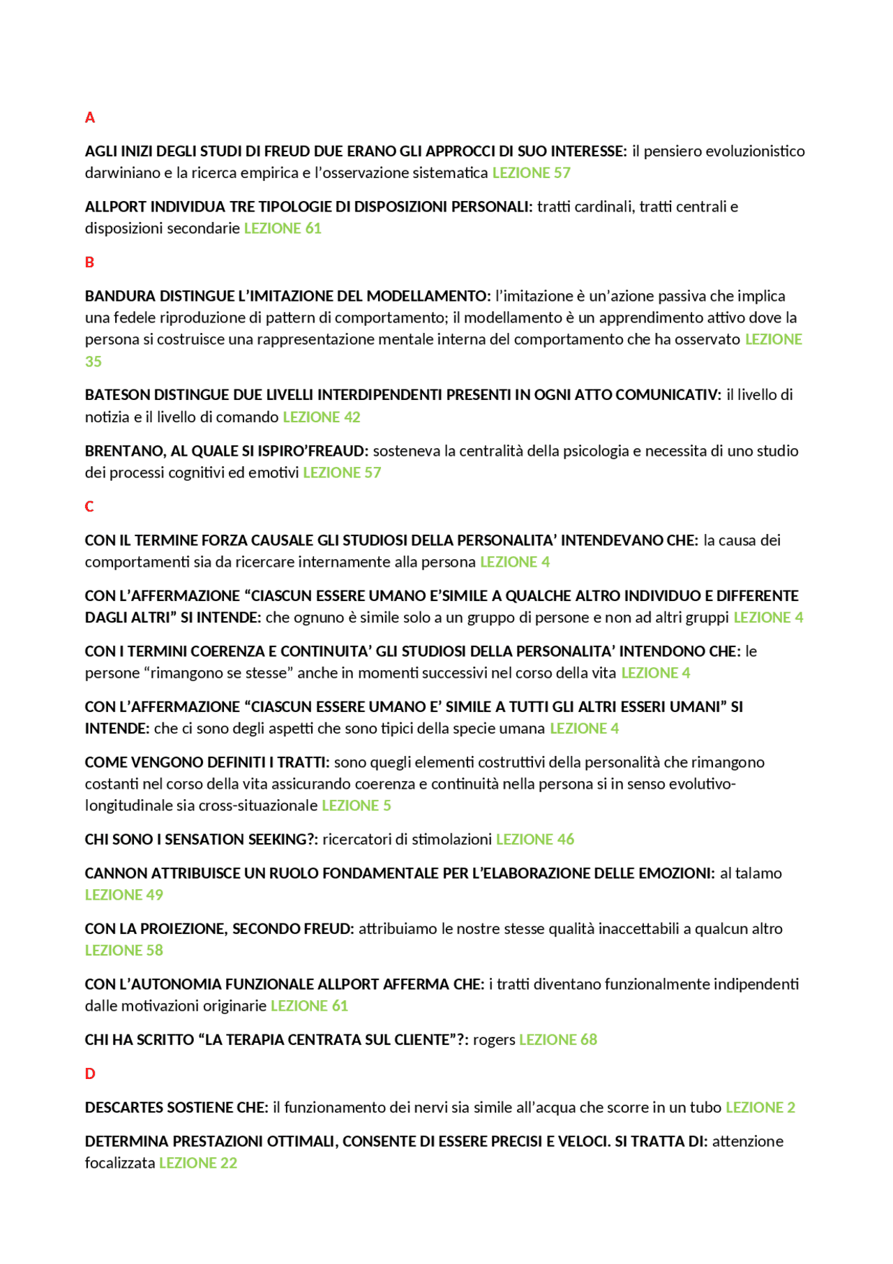 Set Domande Psicologia Generale Scienze E Tecniche Psicologiche Dm