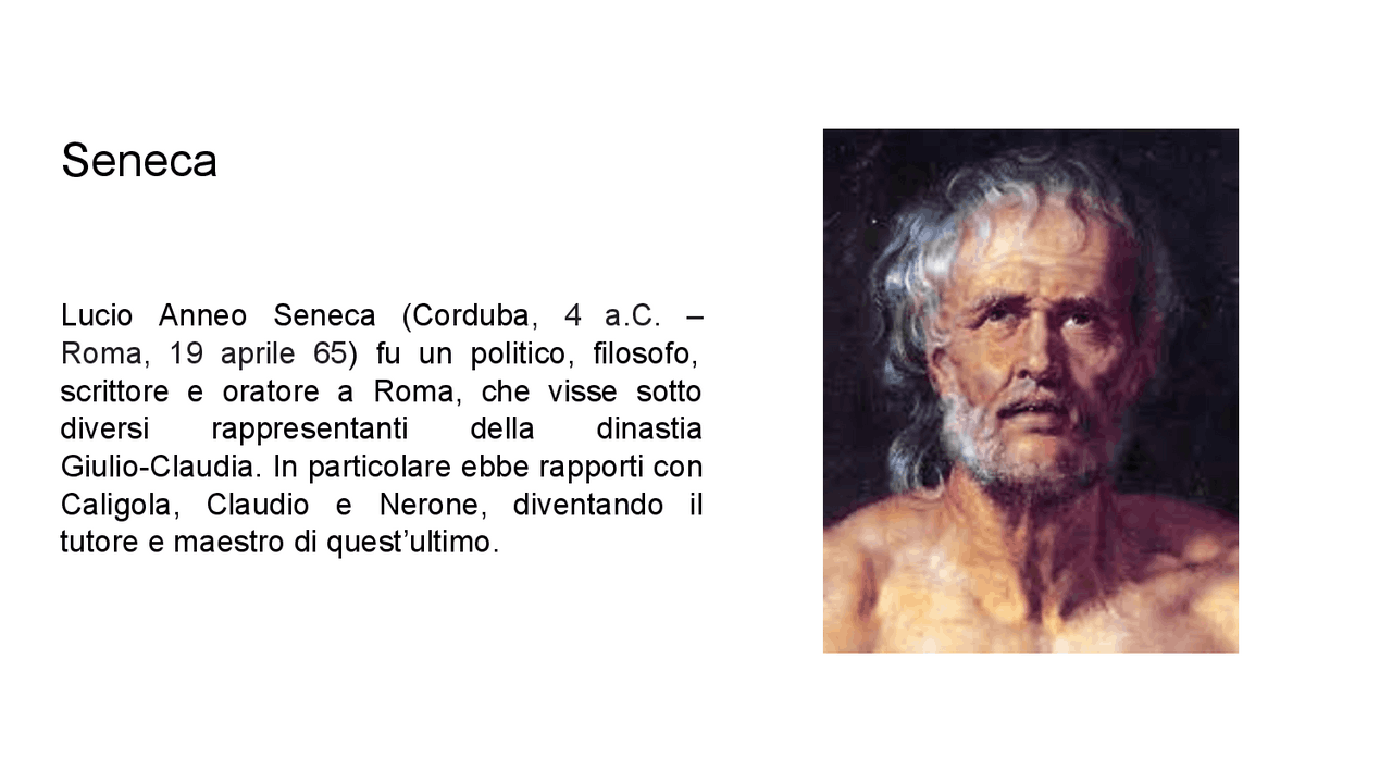Power point Lucio Anneo Seneca | Slide di Latino | Docsity