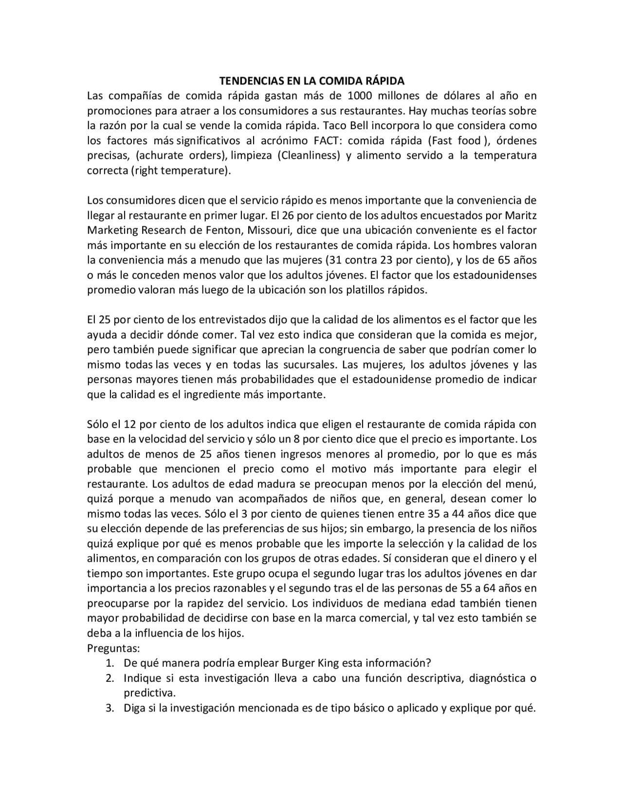 Tendencias en la comida rápida: Factores clave que influyen en la ...