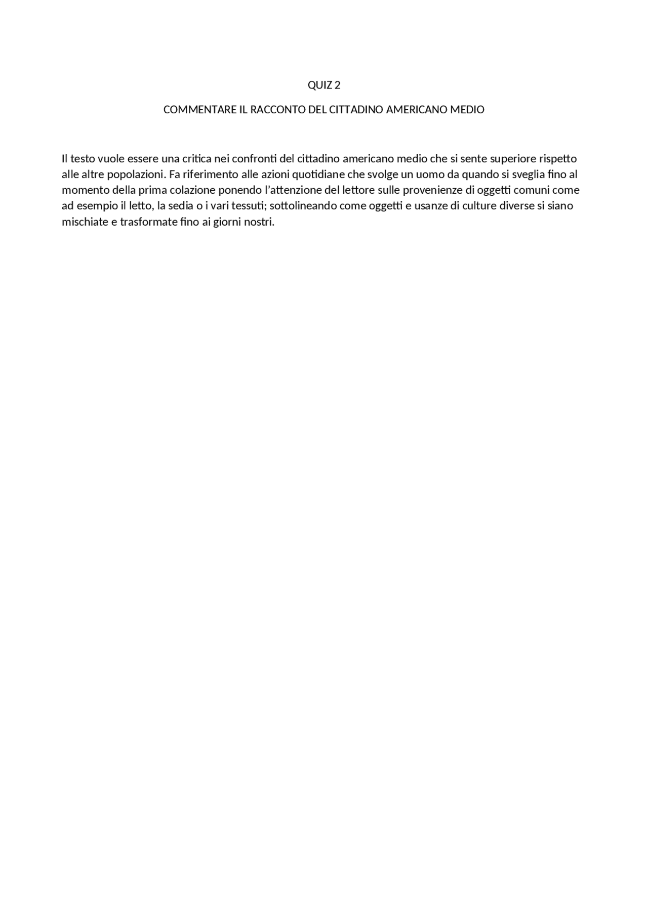 Risposte Aperte Quiz 2 Panieri Di Antropologia Docsity