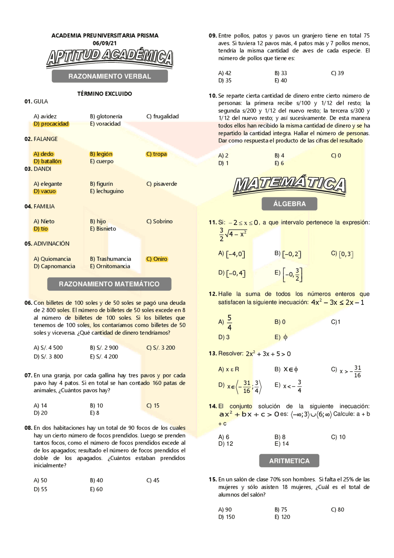 Examenes Simulacro Bachillerato Exámenes Selectividad De Matemáticas