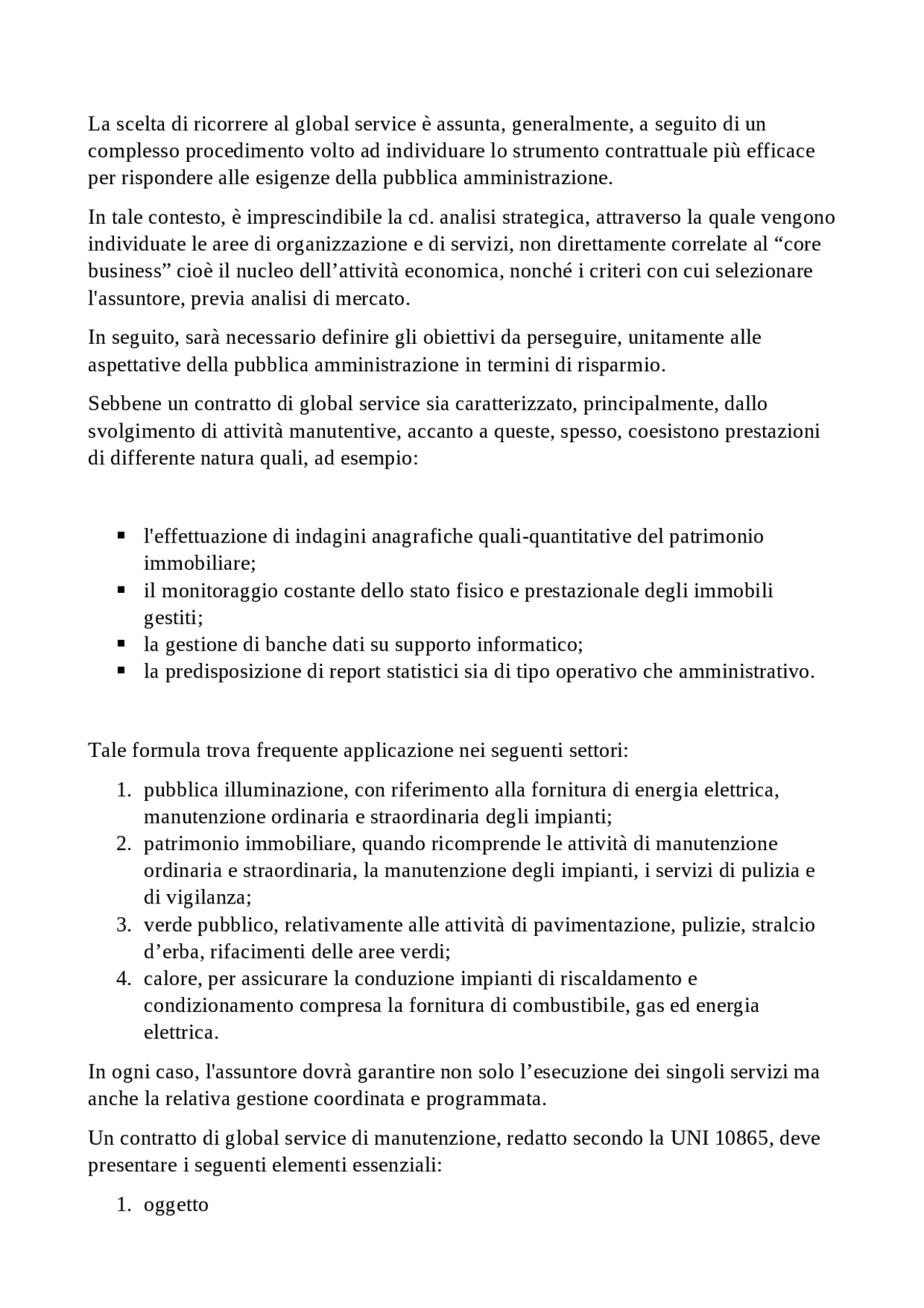Contratto di global service | Schemi e mappe concettuali di Diritto ...