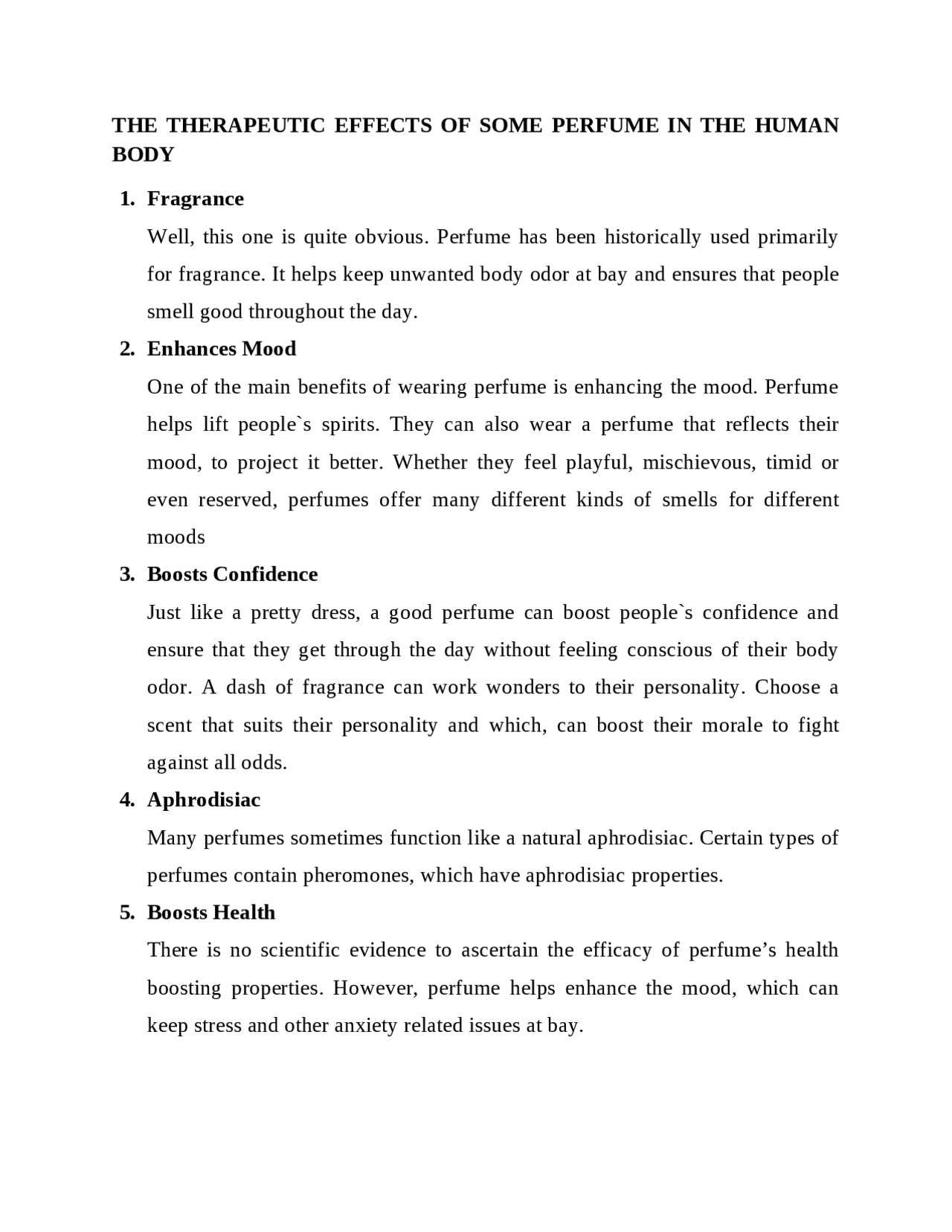 Effect of perfume in the biological system | Lecture notes Pharmacy ...