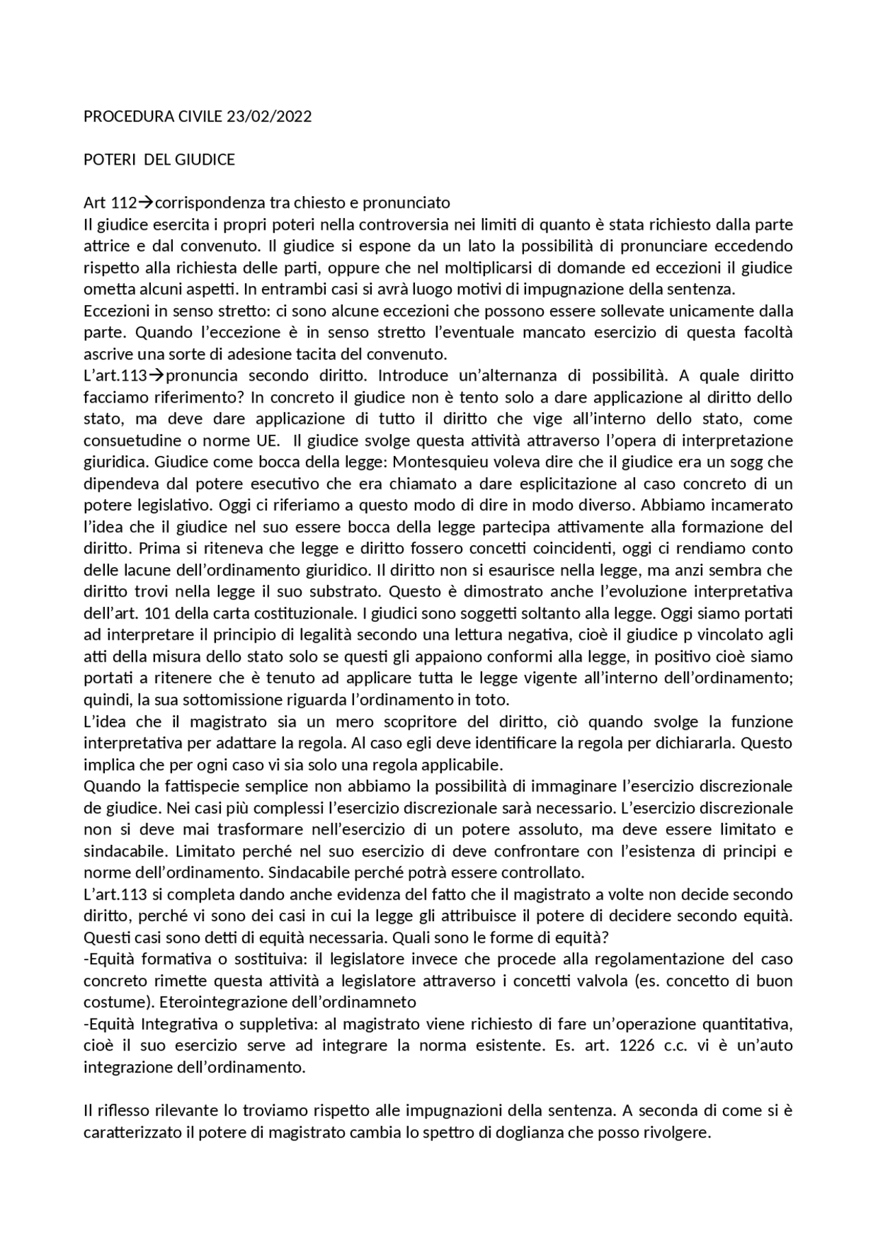 Poteri E Responsabilità Del Giudice Appunti Di Diritto Processuale