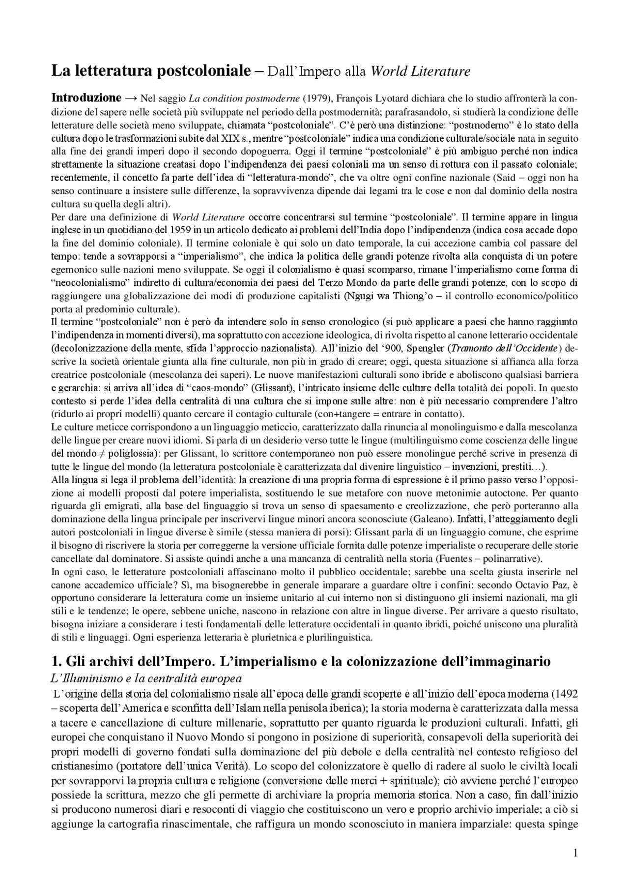 "La Letteratura postcoloniale" (Silvia Albertazzi) riassunto del libro | Schemi e mappe ...