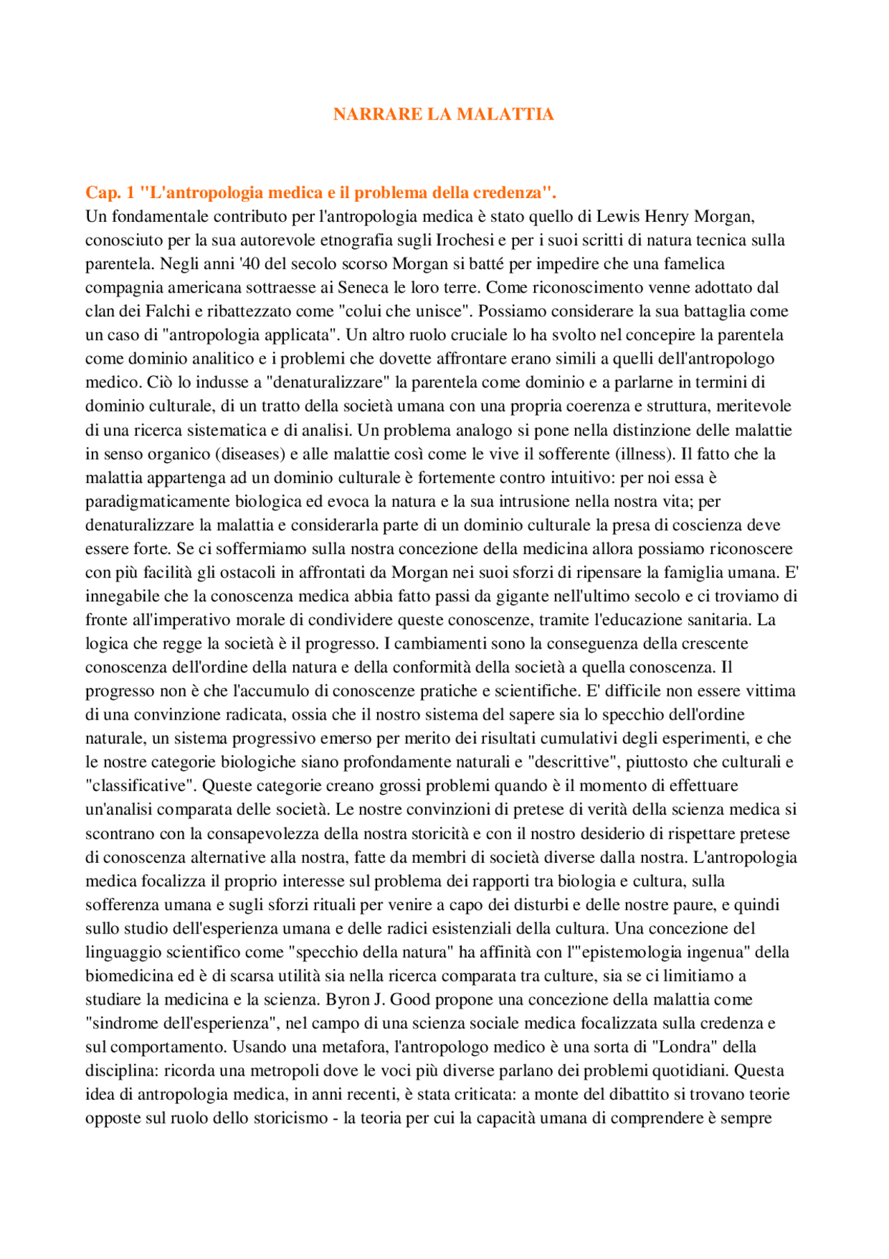 "Narrare la malattia. Lo sguardo antropologico sul rapporto medico ...