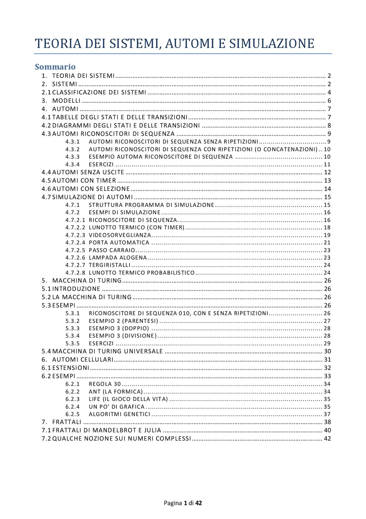 Teoria Sistemi E Automi Informatica Appunti Di Informatica Docsity