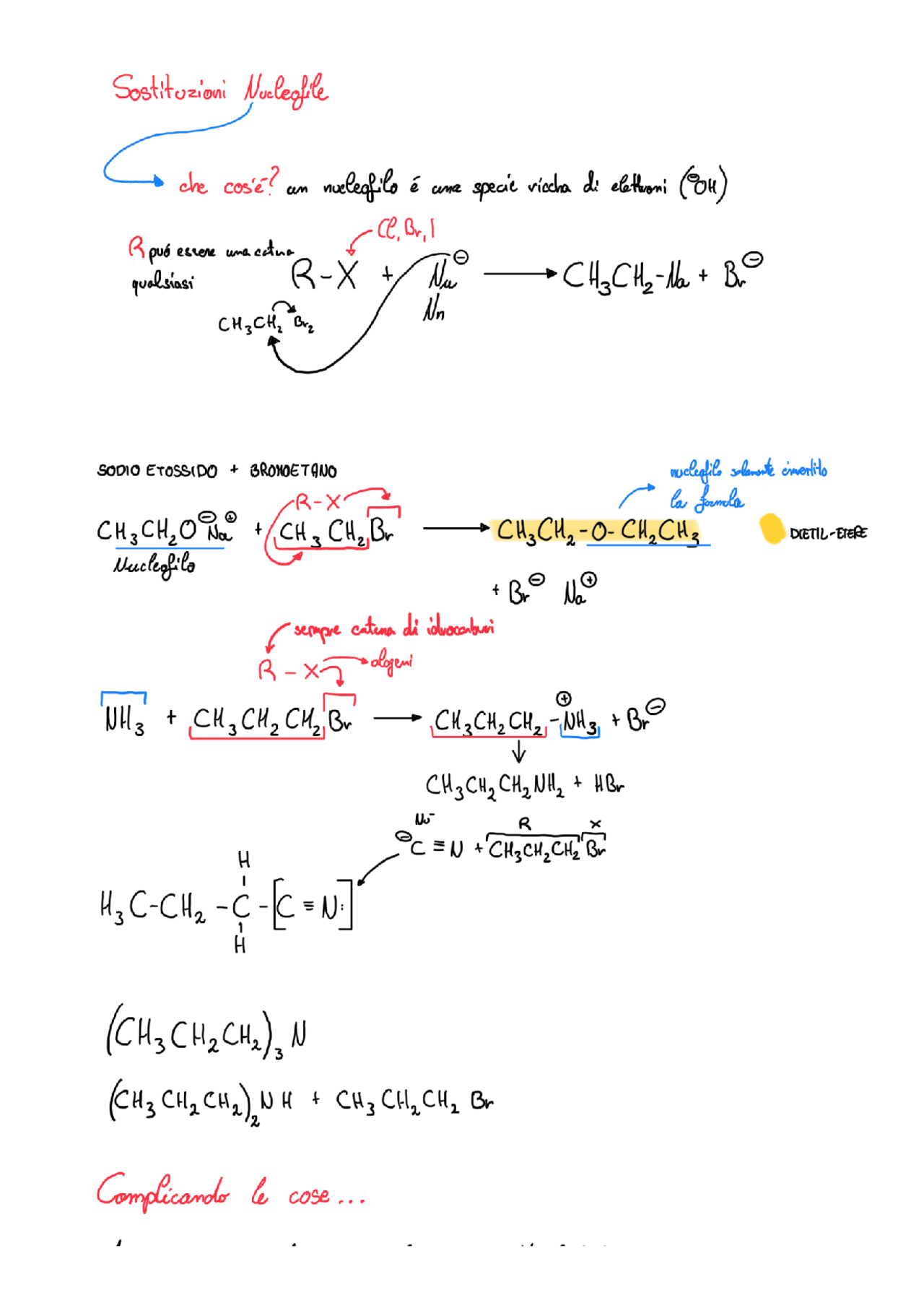 Sostituzioni Nucleofile | Formulari di Chimica organica | Docsity