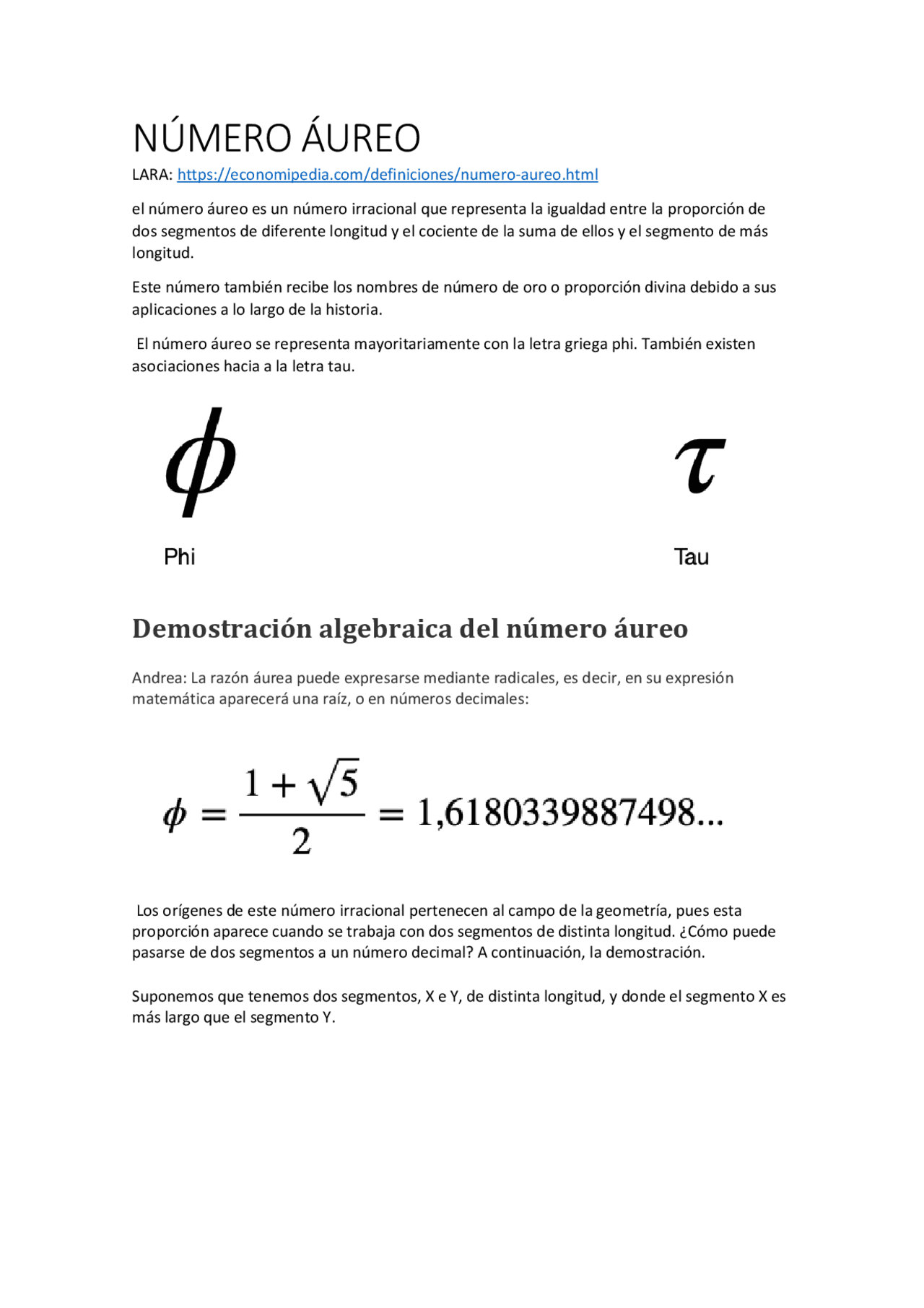 Número Áureo para estudiantes universitarios | Tesis de Matemáticas ...
