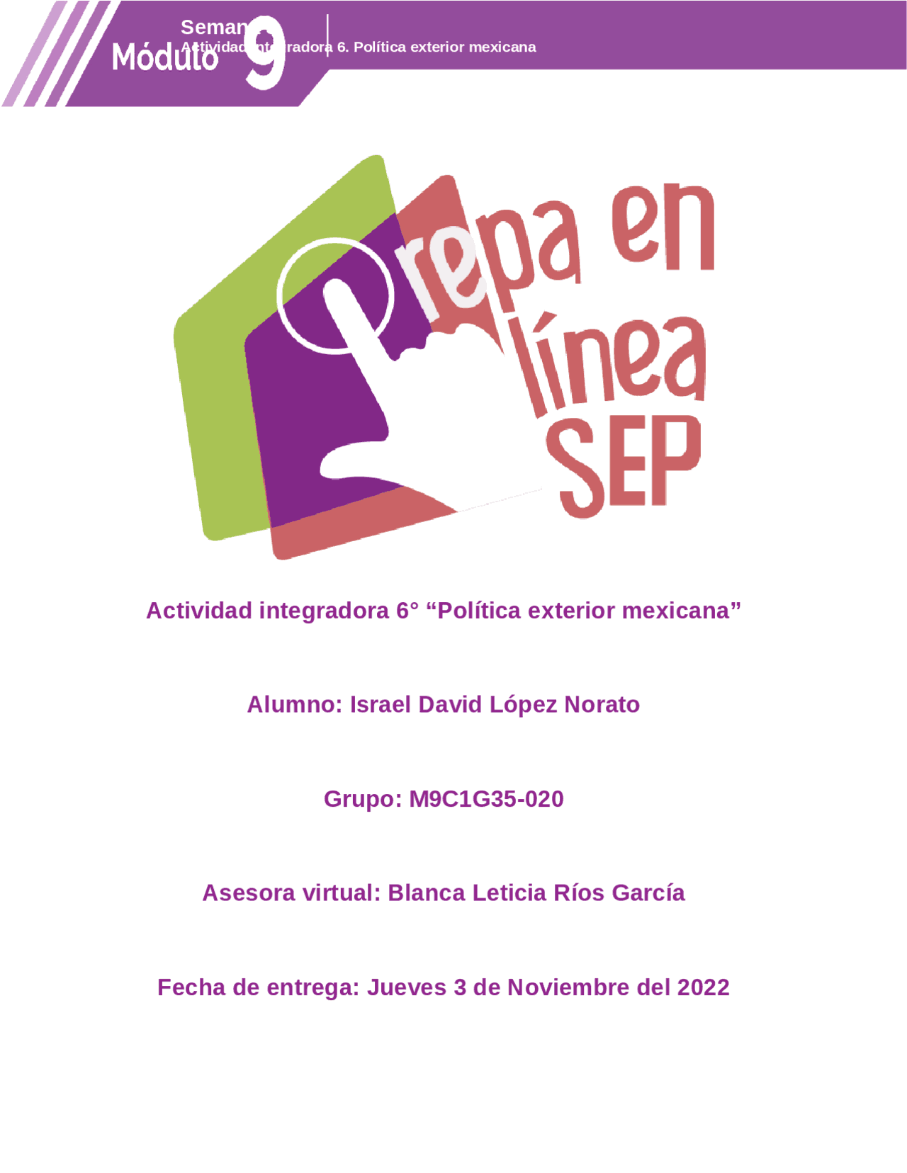 Actividad Integradora 6 Módulo 9° Ejercicios De Historia Docsity