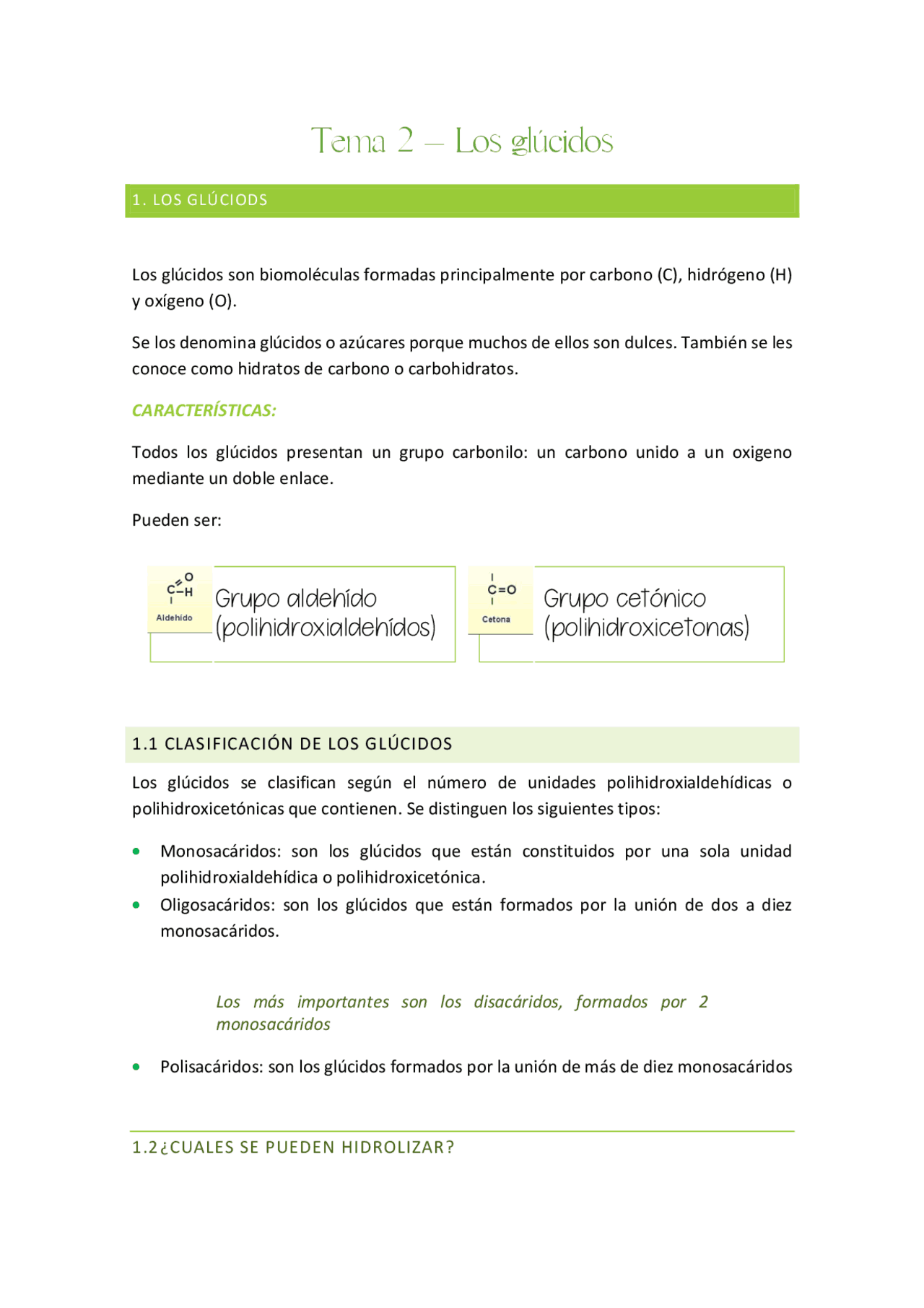 Resumen De Los Glucidos Resúmenes De Biología Docsity