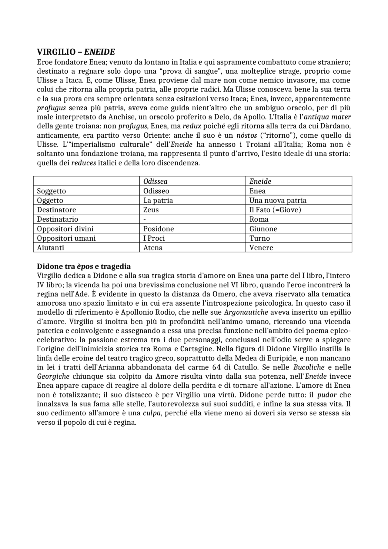 Virgilio Eneide Riassunto Appunti Di Letteratura Latina Docsity