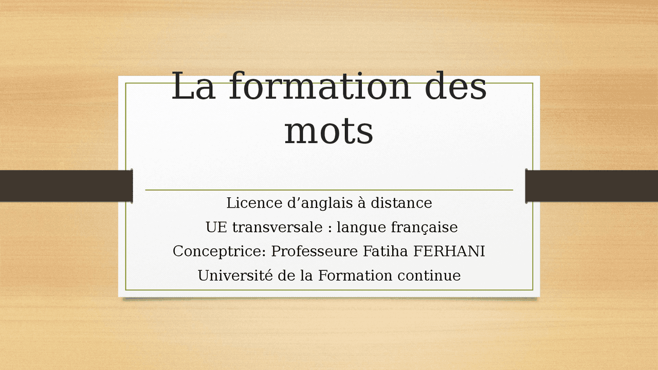 Formation des mots en langue francaise | Cheat Sheet Linguistics | Docsity
